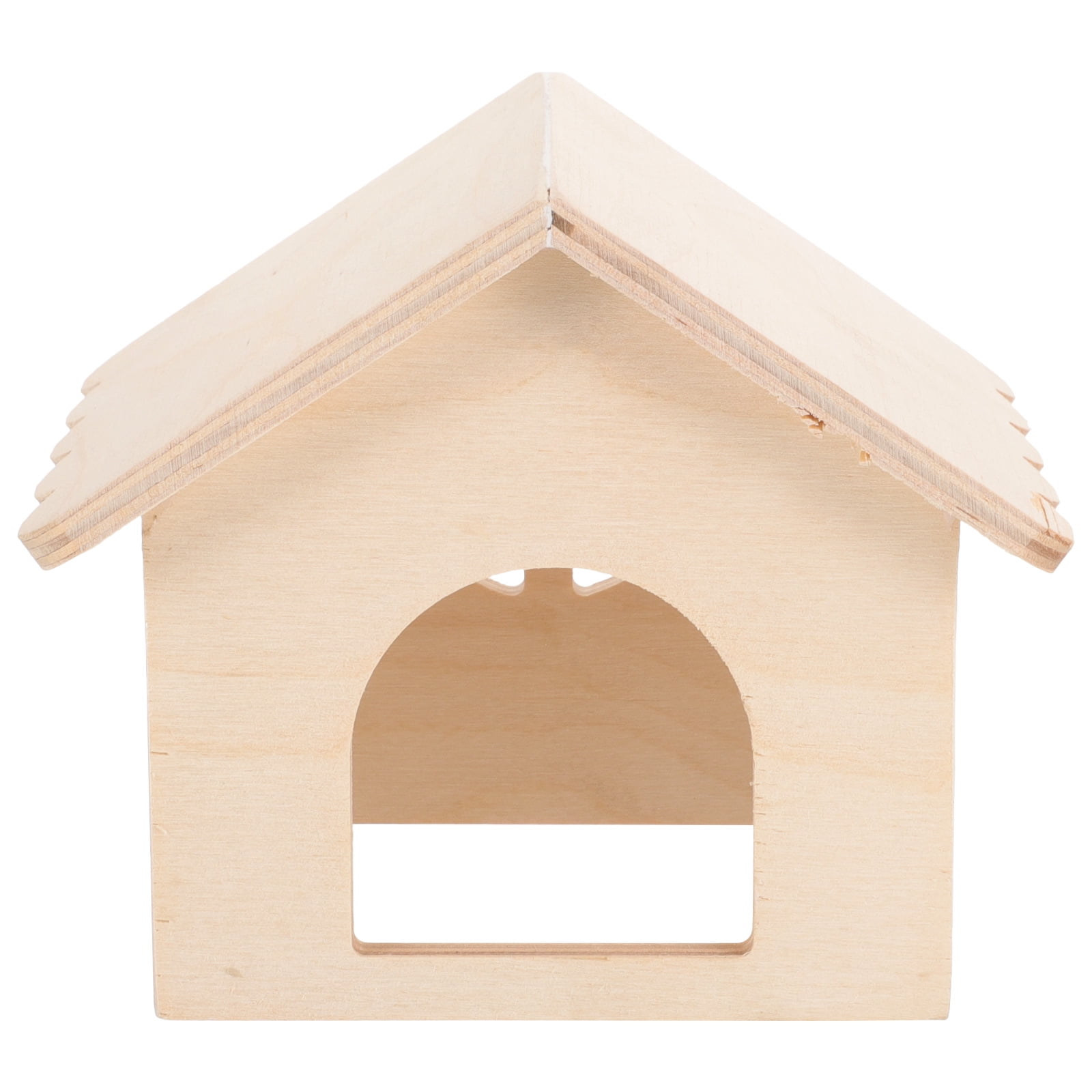 CRAFTHROU Hamster Hut Hideout Wooden Natural Color 1Pcs 5.89X5.03X4 ...