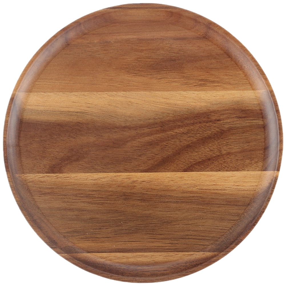 HOKARUA Round Wooden Plate Fruit Bread Small Plate Household Wooden ...