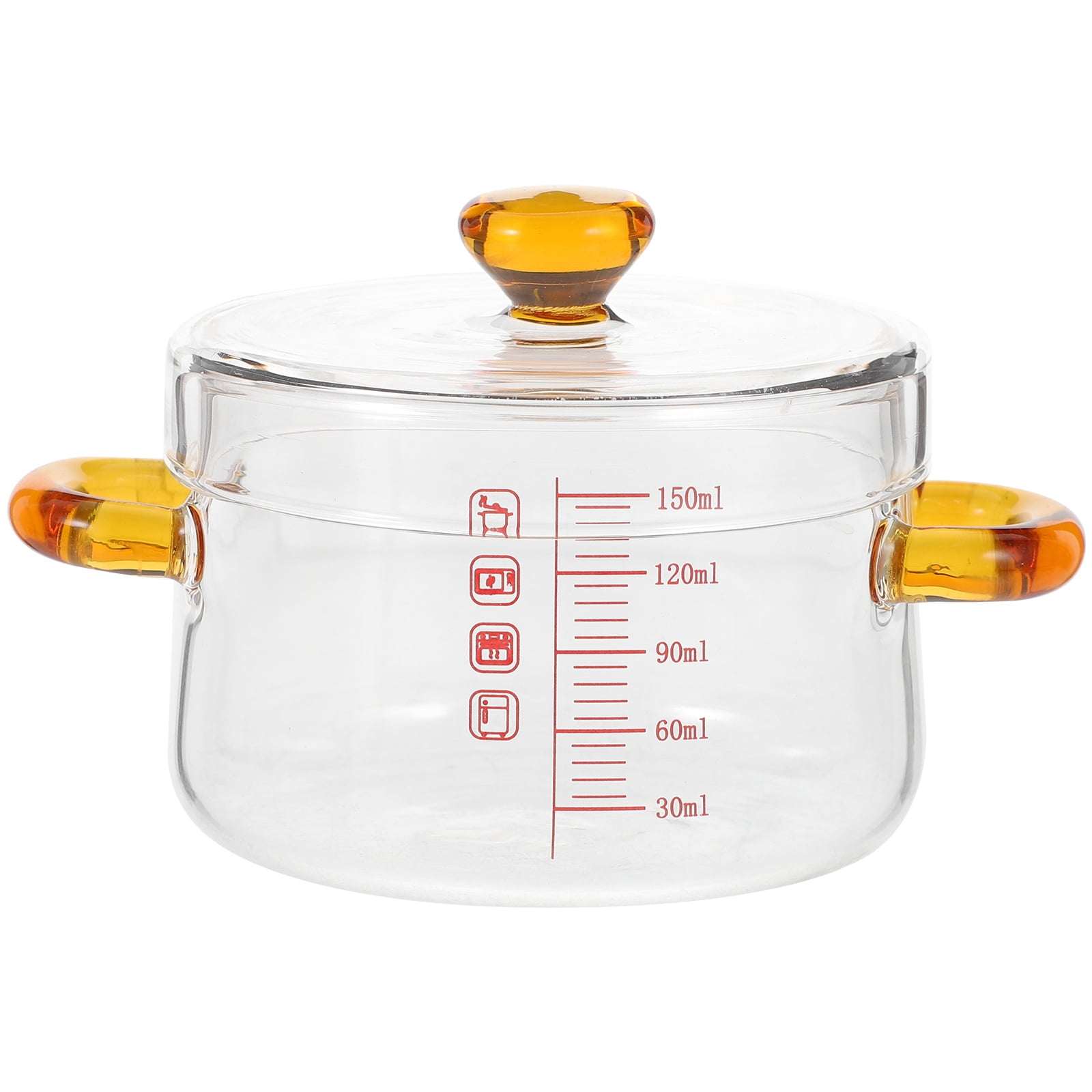 HOKARUA Small Glass Stew Pot with Lid Double Handle Kitchen Cookware ...