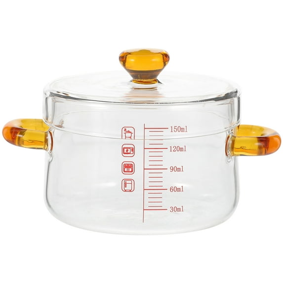 HOKARUA Small Glass Stew Pot with Lid Double Handle Kitchen Cookware ...