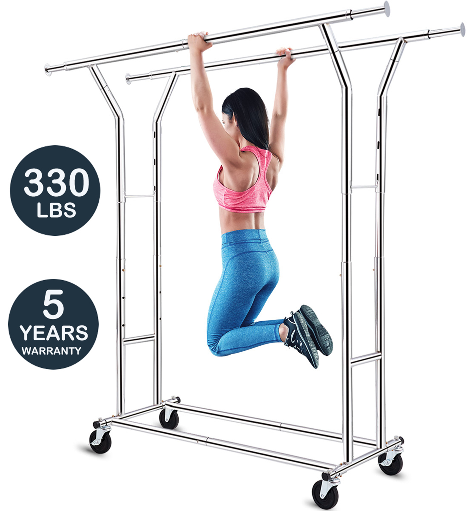 450 lbs Commercial Clothing Garment Rack with Shelves Clothing Racks on ...