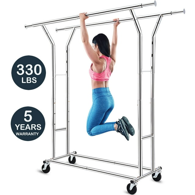 HOKEEPER 330 lbs Heavy Duty Clothing Garment Rack Rolling Commercial ...
