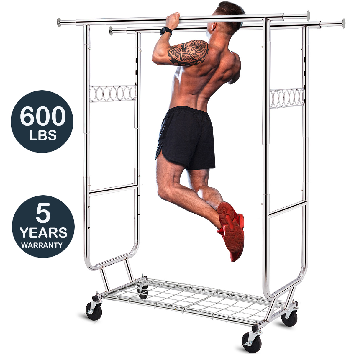 HOKEEPER 330 lbs Heavy Duty Clothing Garment Rack Rolling Commercial ...