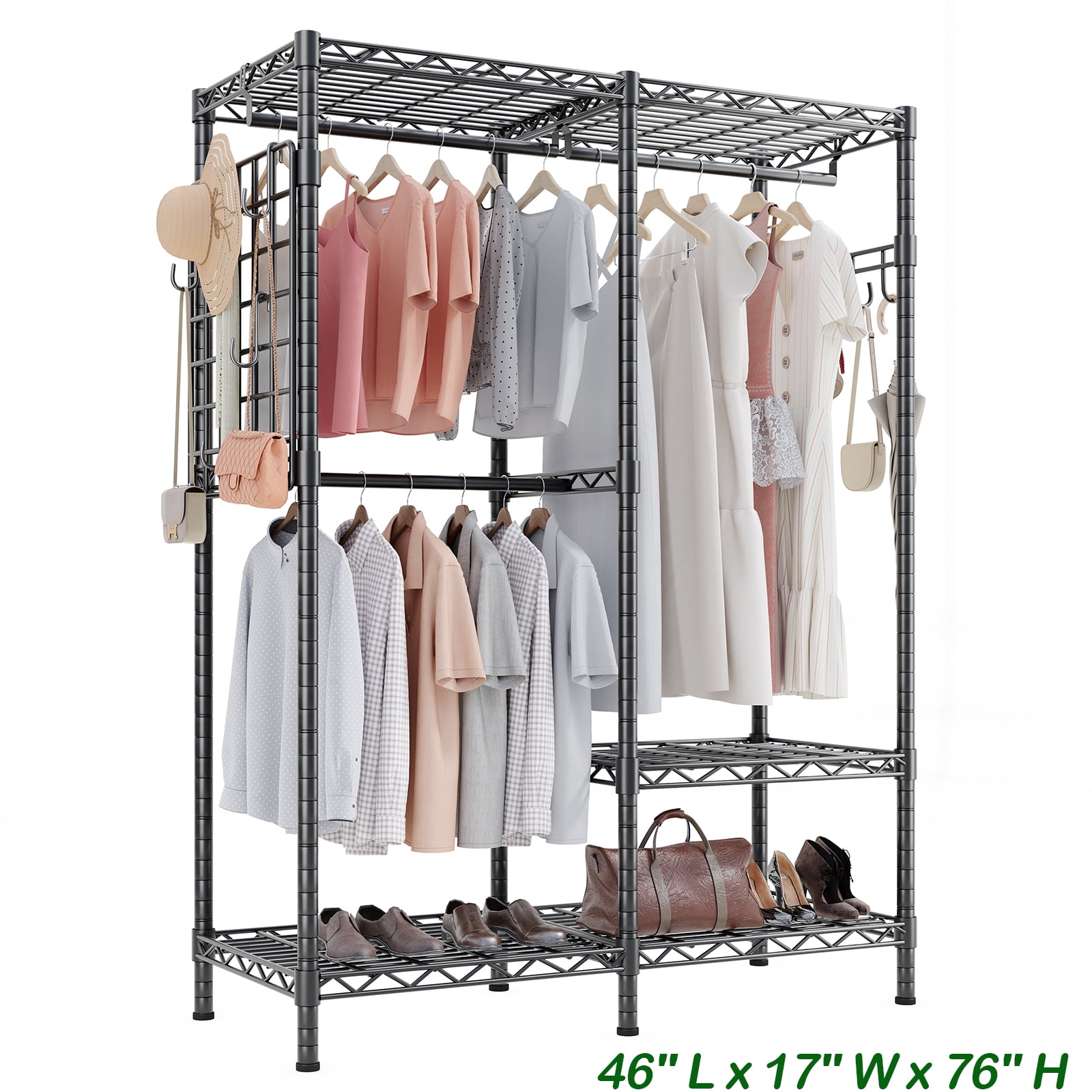 HOKEEPER 1100LBS Portable Closet Wardrobe Heavy Duty Clothes Rack ...
