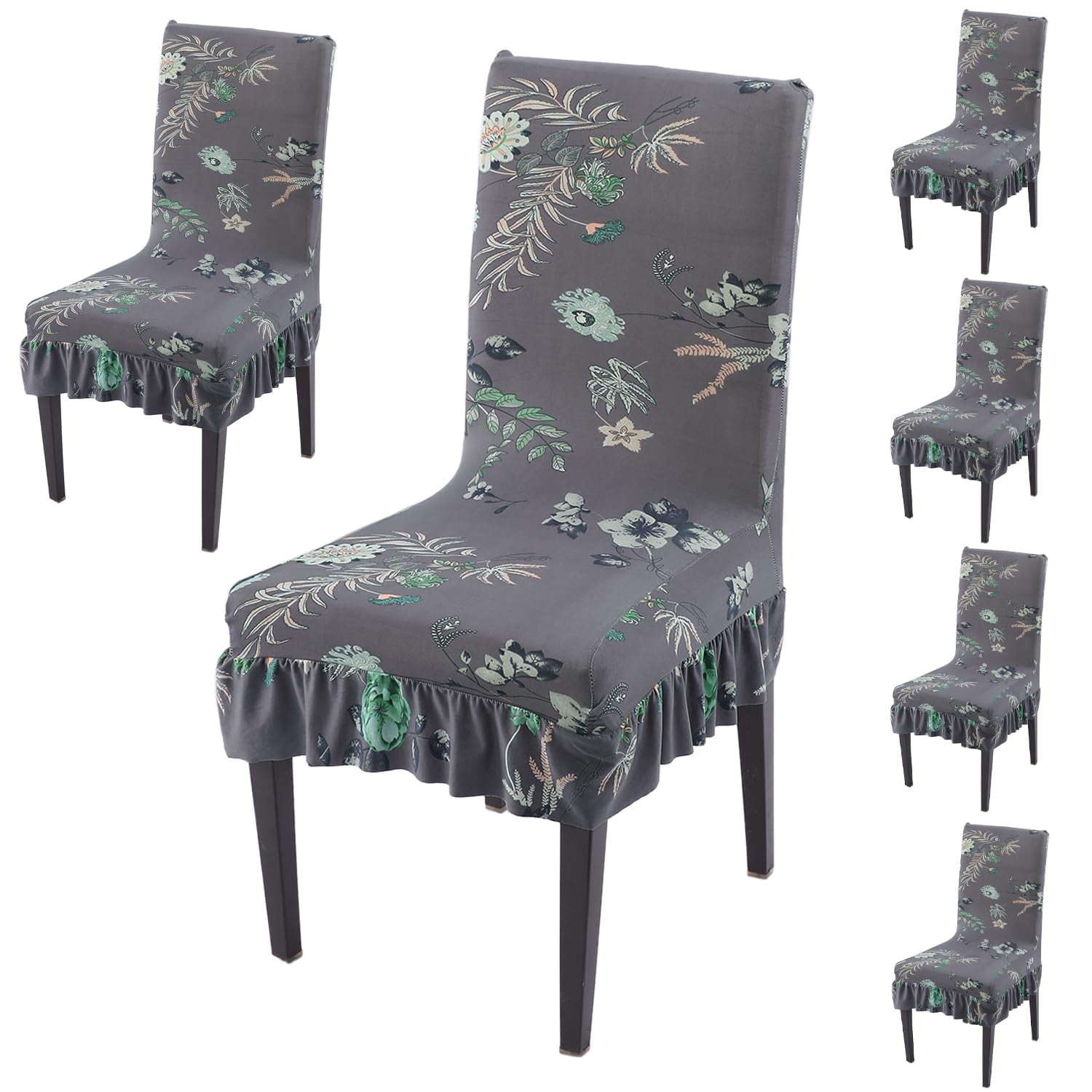 HOKIPO Polyester Blend 140 Gsm Fully Covered Chair Cover Set Of 6 With ...