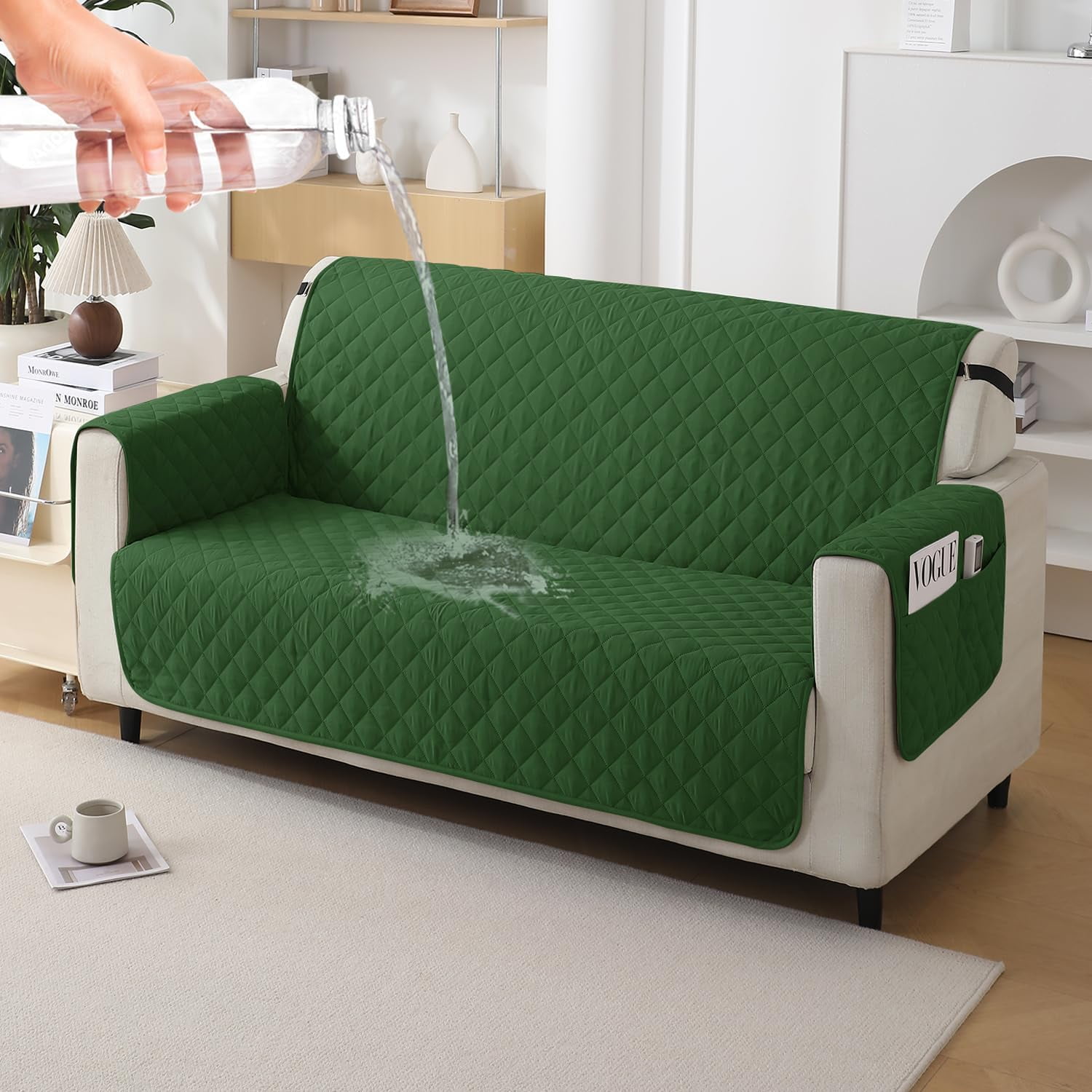 HOKIPO Polyester Quilted Sofa Mat With Bottom Waterproof Layer With ...