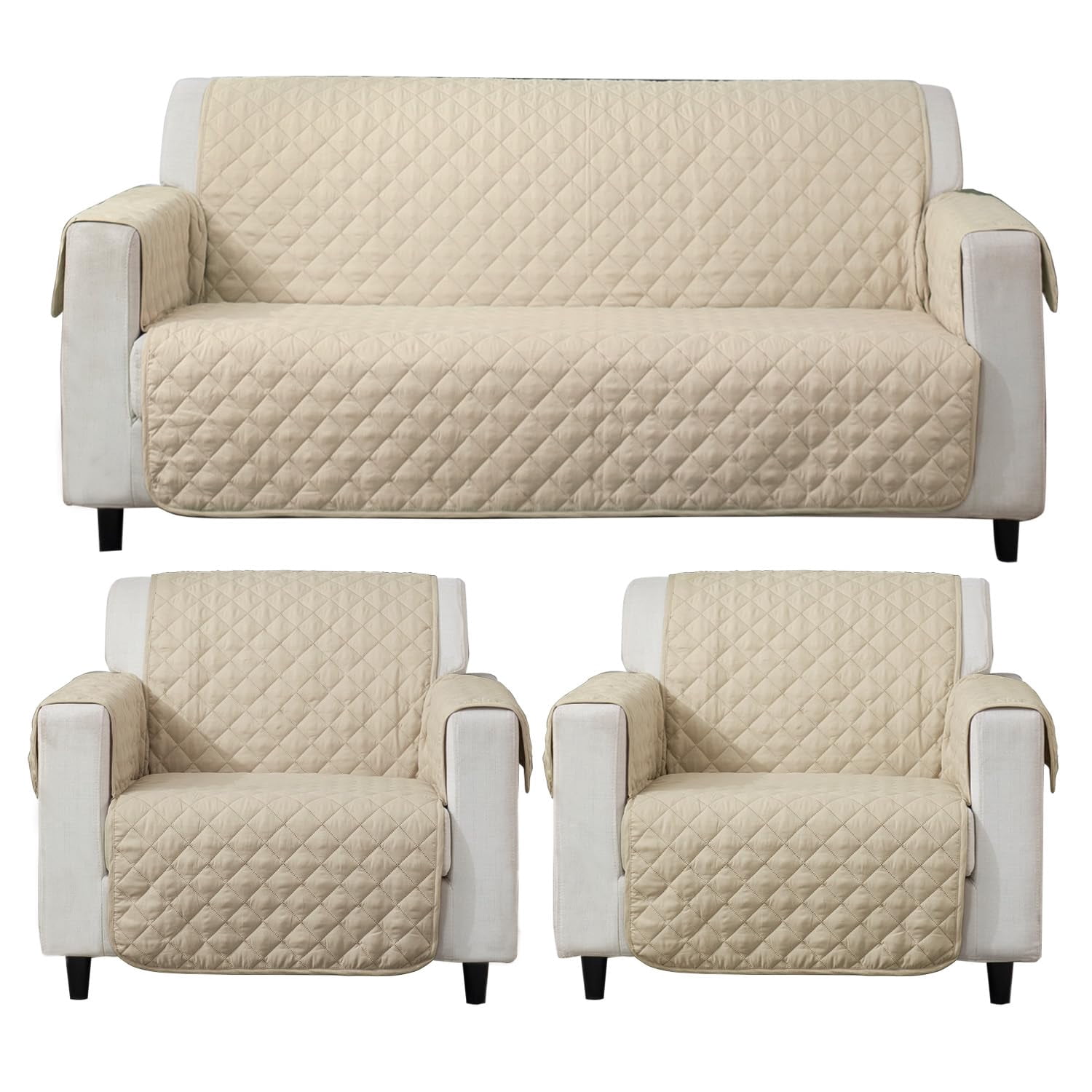 HOKIPO Quilted Sofa Cover 5 Seater 311 Beige AR4663M22 AR4665M2 ...