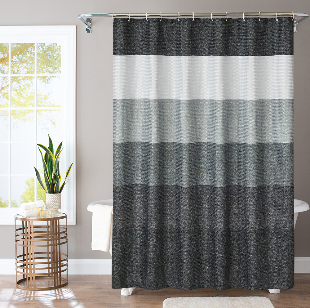 "JUPA Place Waffle Jacquard Polyester Fabric Shower Curtain - Modern Boho Farmhouse Design ...