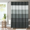 Waffle Weave Ombre Stripe Fabric Shower Curtain With 12 Hooks Black 72
