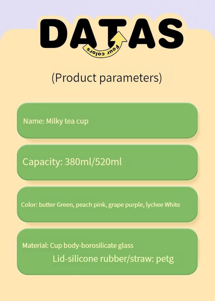 HOKMAH Cute Water Bottles with Straw, 380/520ml Kawaii Glass Portable Drinking Bottle Cute Juice ...