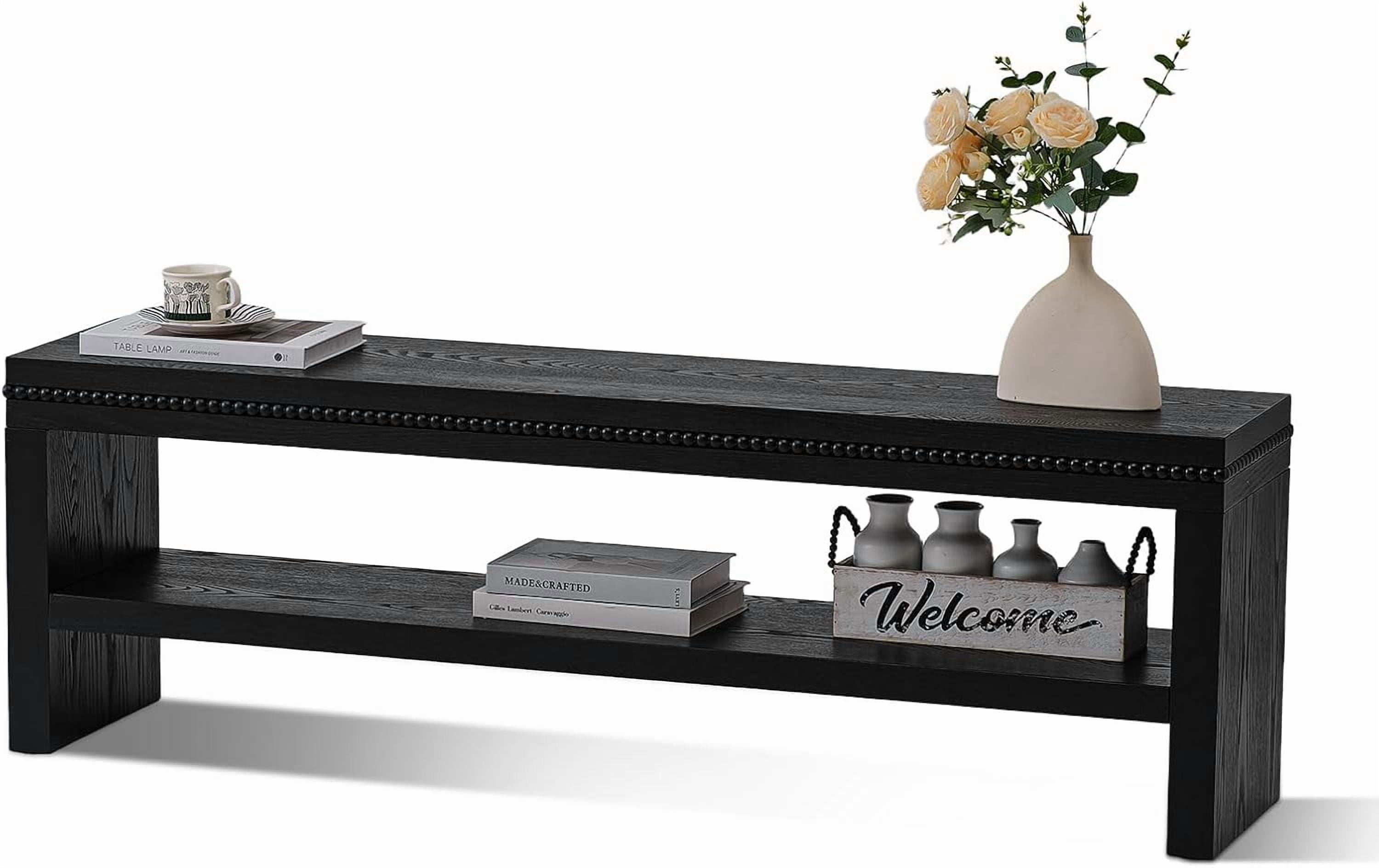 HOKYHOKY 55.2" Wood Entryway Bench-Farmhouse Long Storage Benches with ...