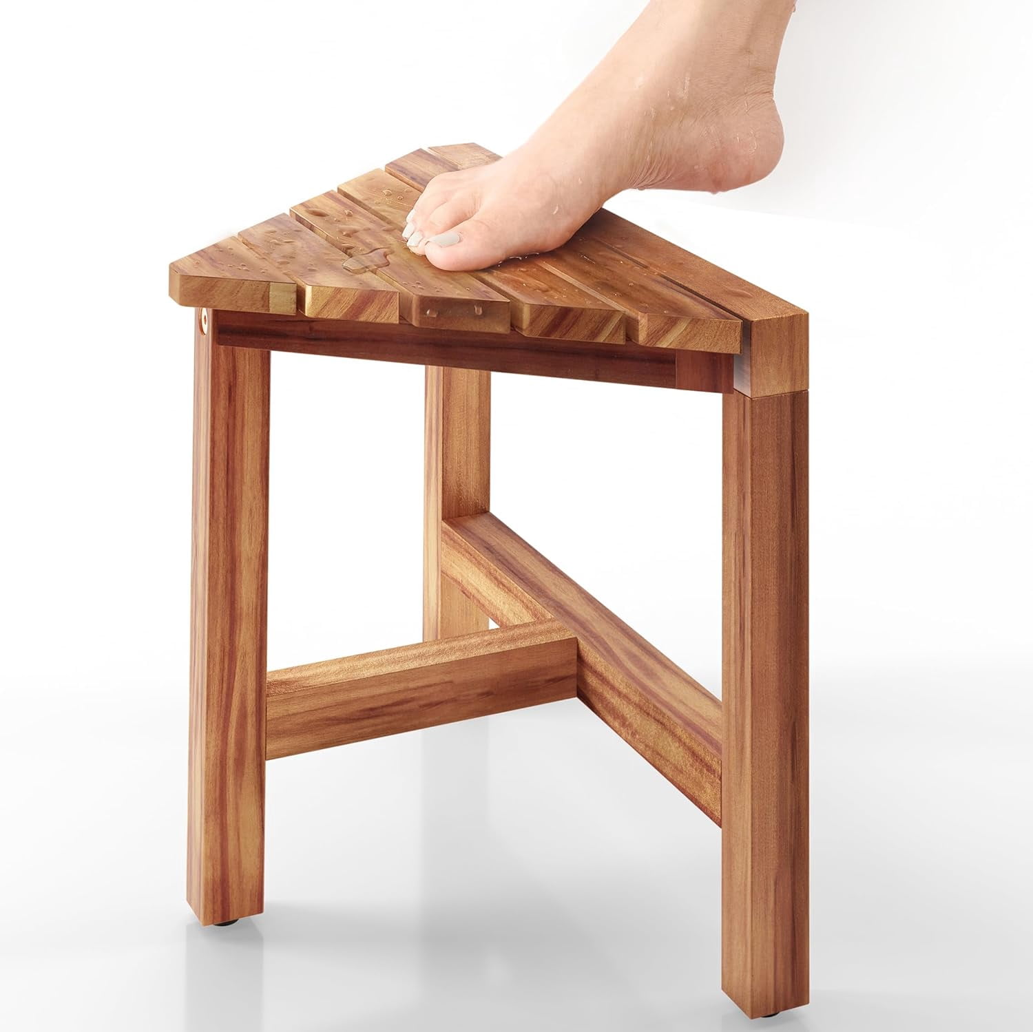 HOLANA 12" Acacia Shower Stool for Shaving Legs - Wooden Shower Foot ...