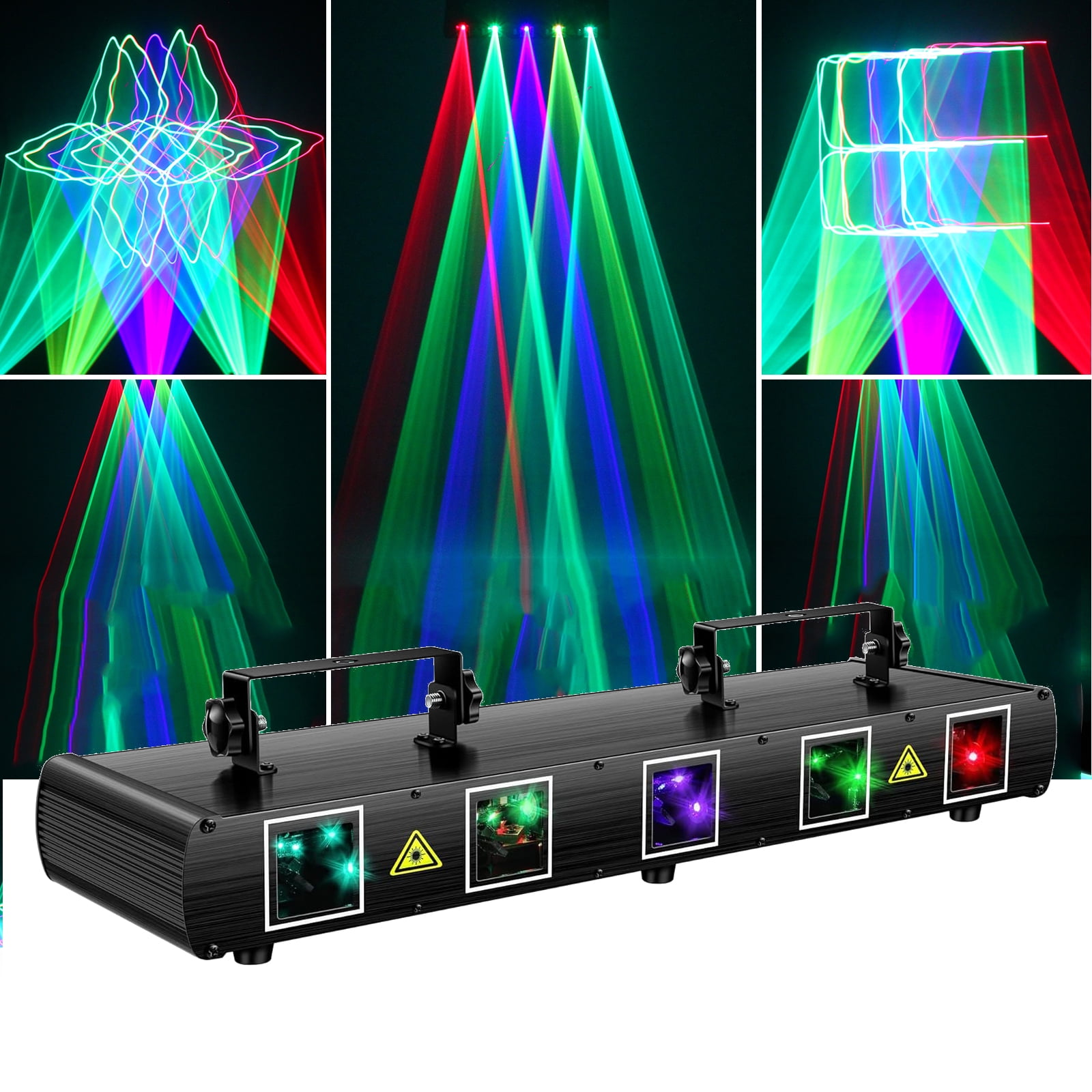 RGBYC Laser DJ Light, LED Disco Party Lights, Sound Activated Projector ...