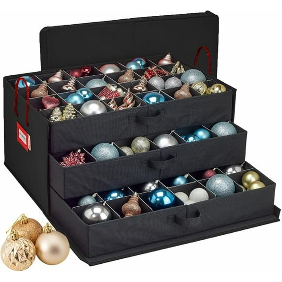 HOLDN’ STORAGE Christmas Ornament Storage Box with Dividers, Holds Up ...