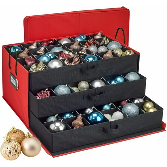 HOLDN’ STORAGE Christmas Ornament Storage Box with Dividers, Holds Up ...