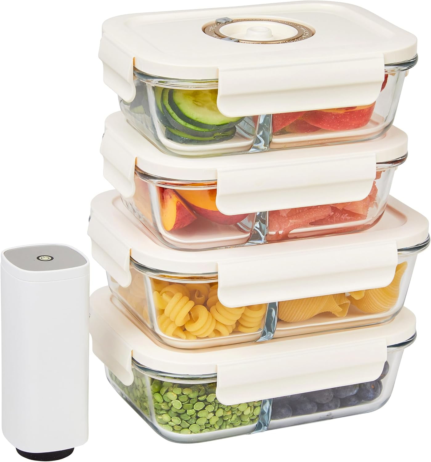 HOLDN’ STORAGE Vacuum Food Storage Containers, Set of 6 Glass ...