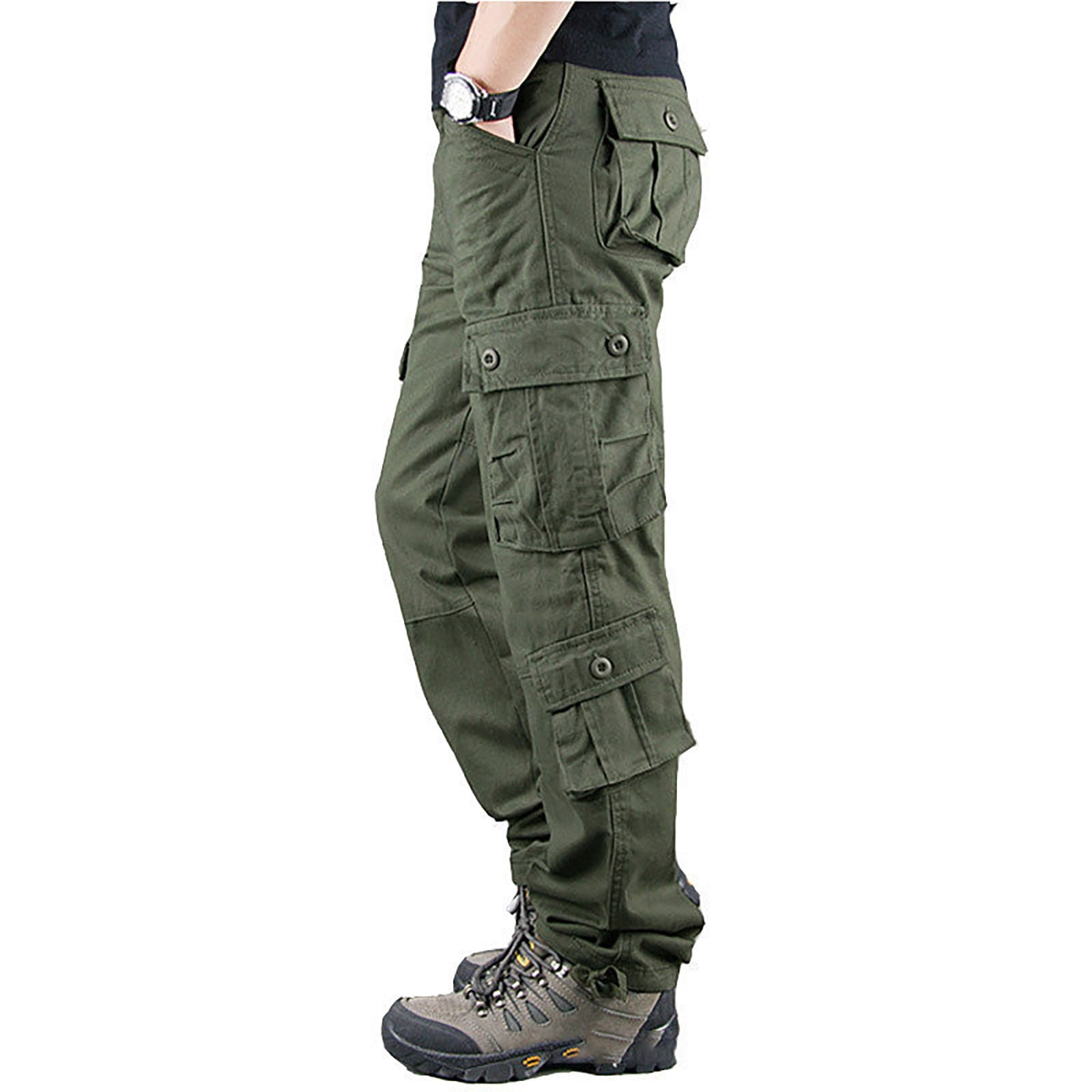 HOLEI Men's & Big Men's Multi Pocket Cargo Pants Casual Outdoor Wear ...