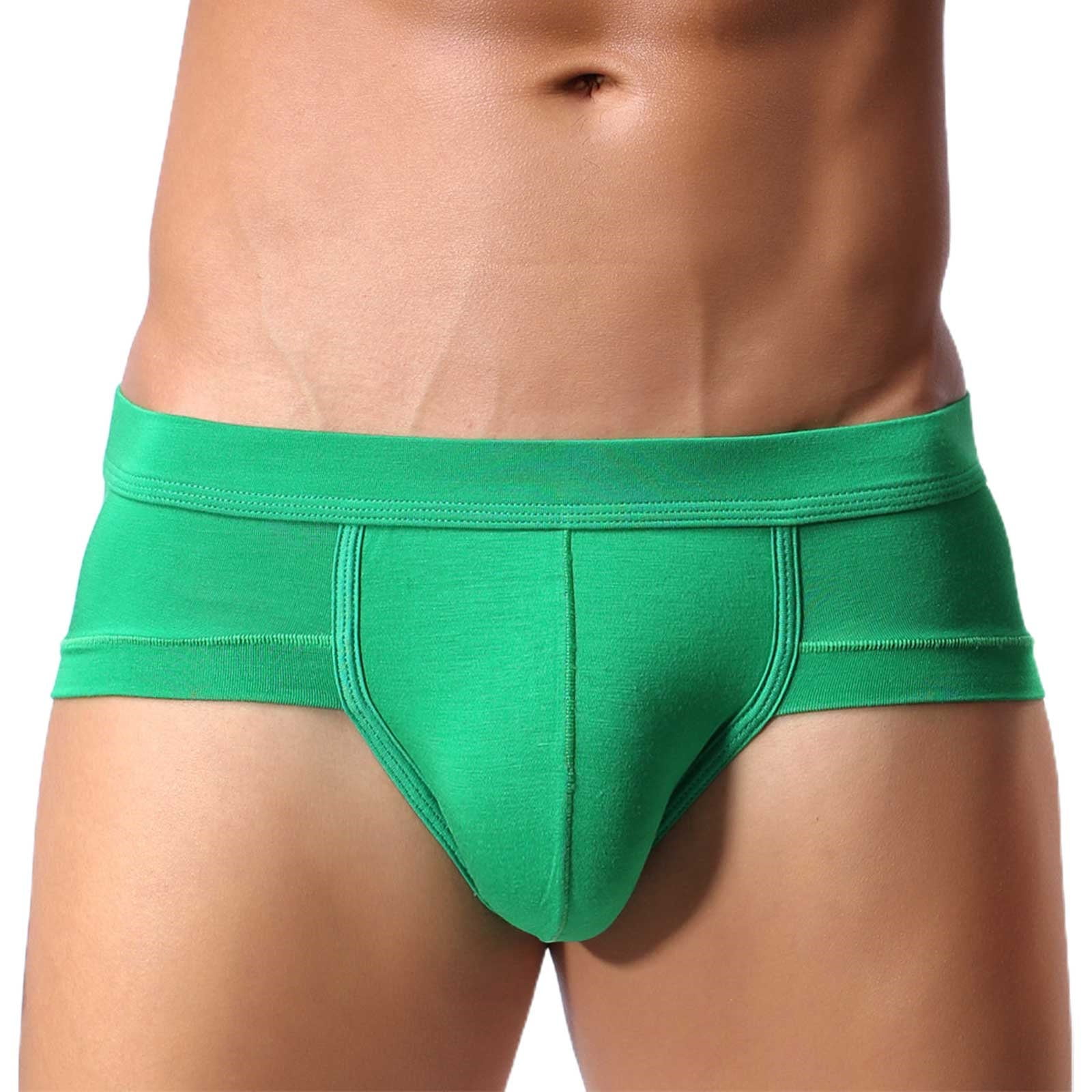 Holei Mens Briefs Solid Color Underwear U Shaped Low Waist Elastic