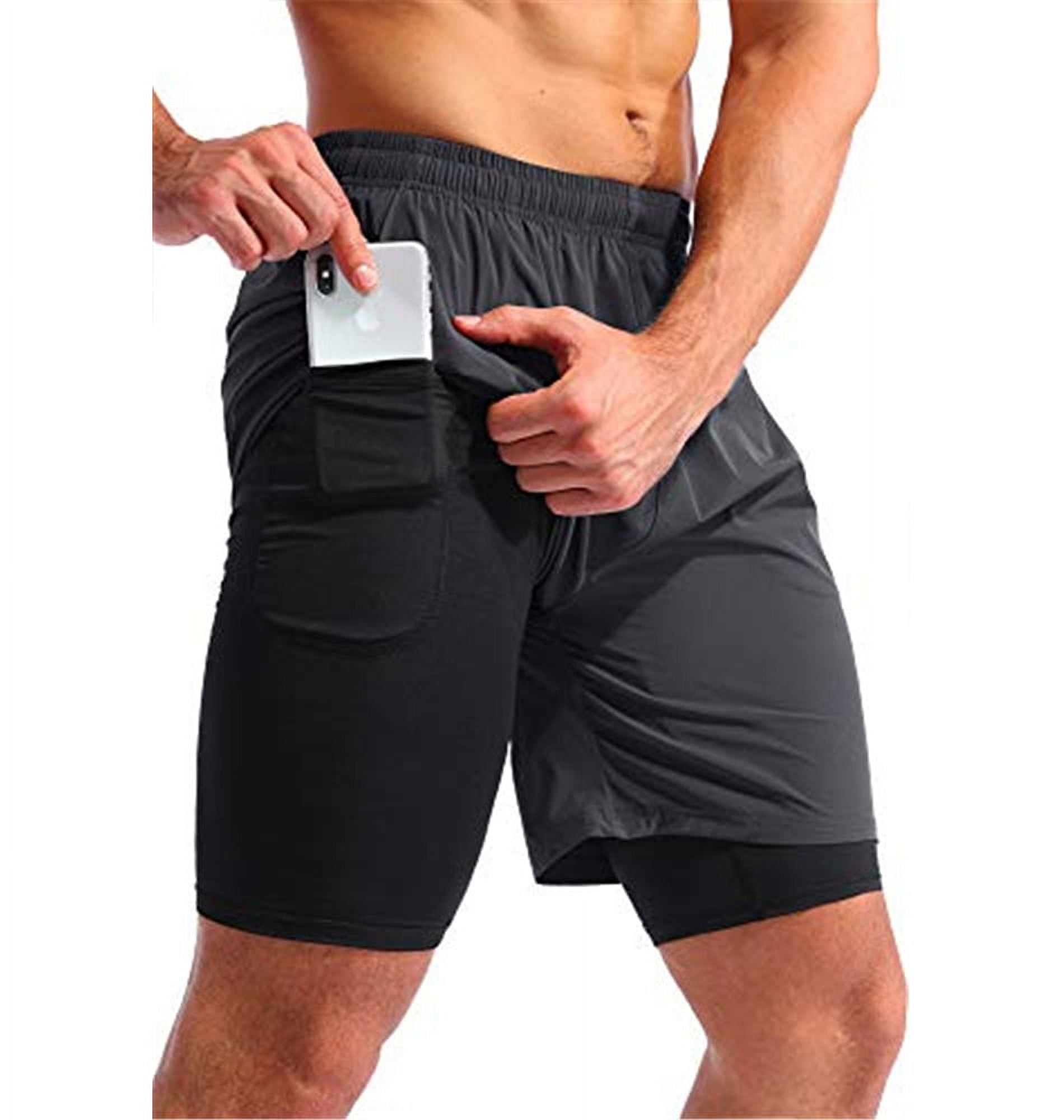 Holex 2024 Mens 2 In 1 Running Shorts 5 Quick Dry Gym Athletic