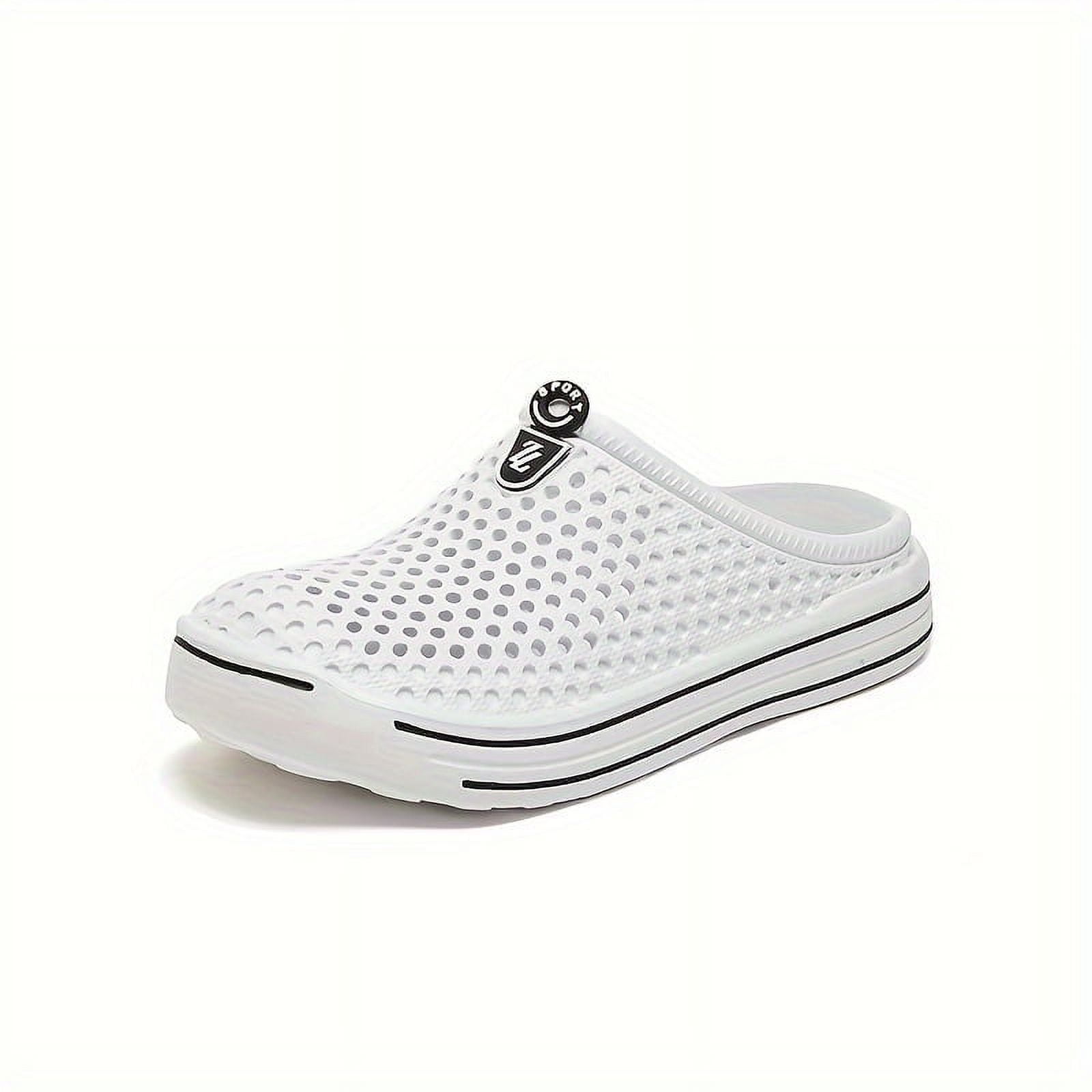 HOLEX 2024 Outdoor Garden Shoes， Men's Slides, Slip-on Closed Toe Sandals, Soft Sole Walking ...