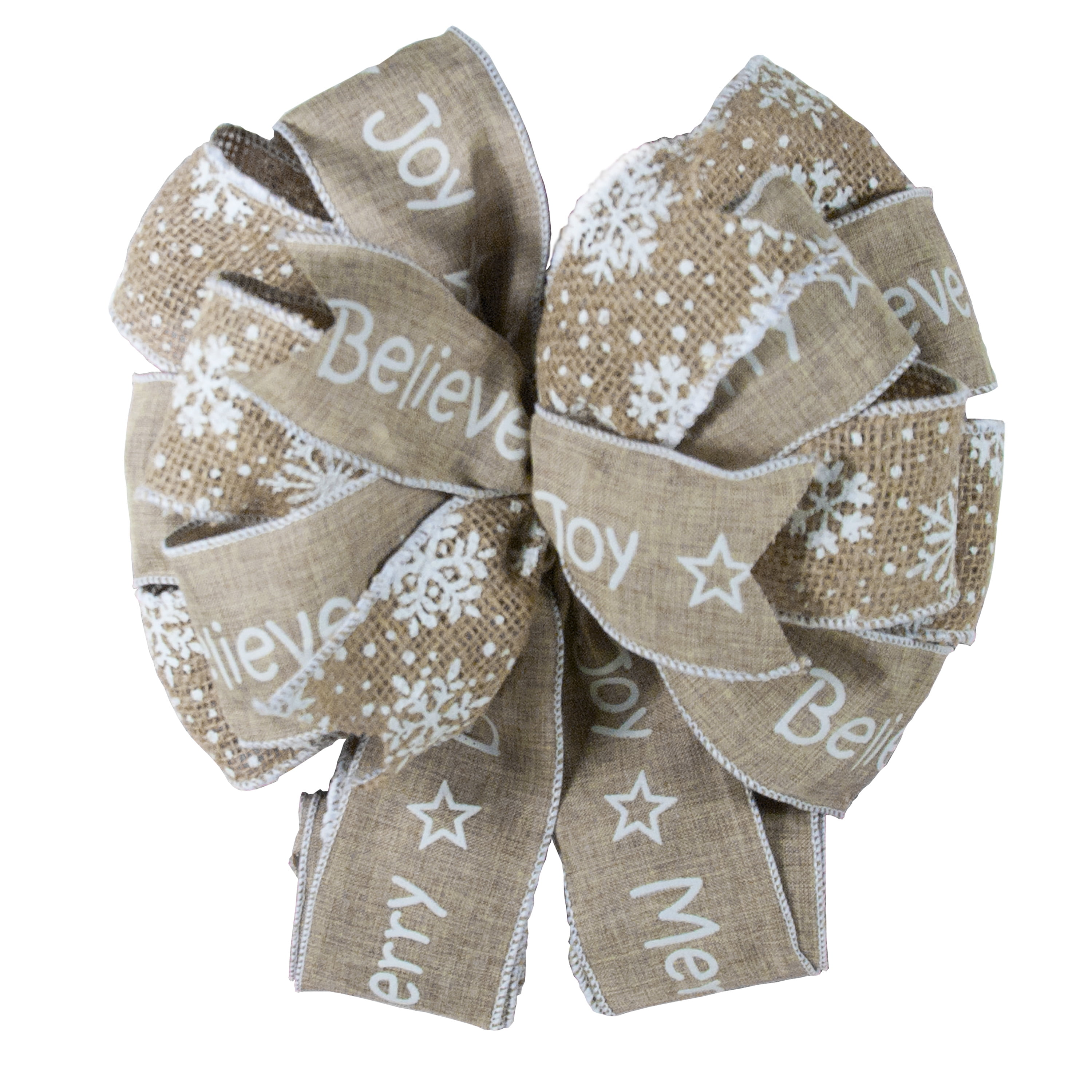HOLIDAY TIME NATURAL/WHITE TREE TOPPER BOW - Walmart.com
