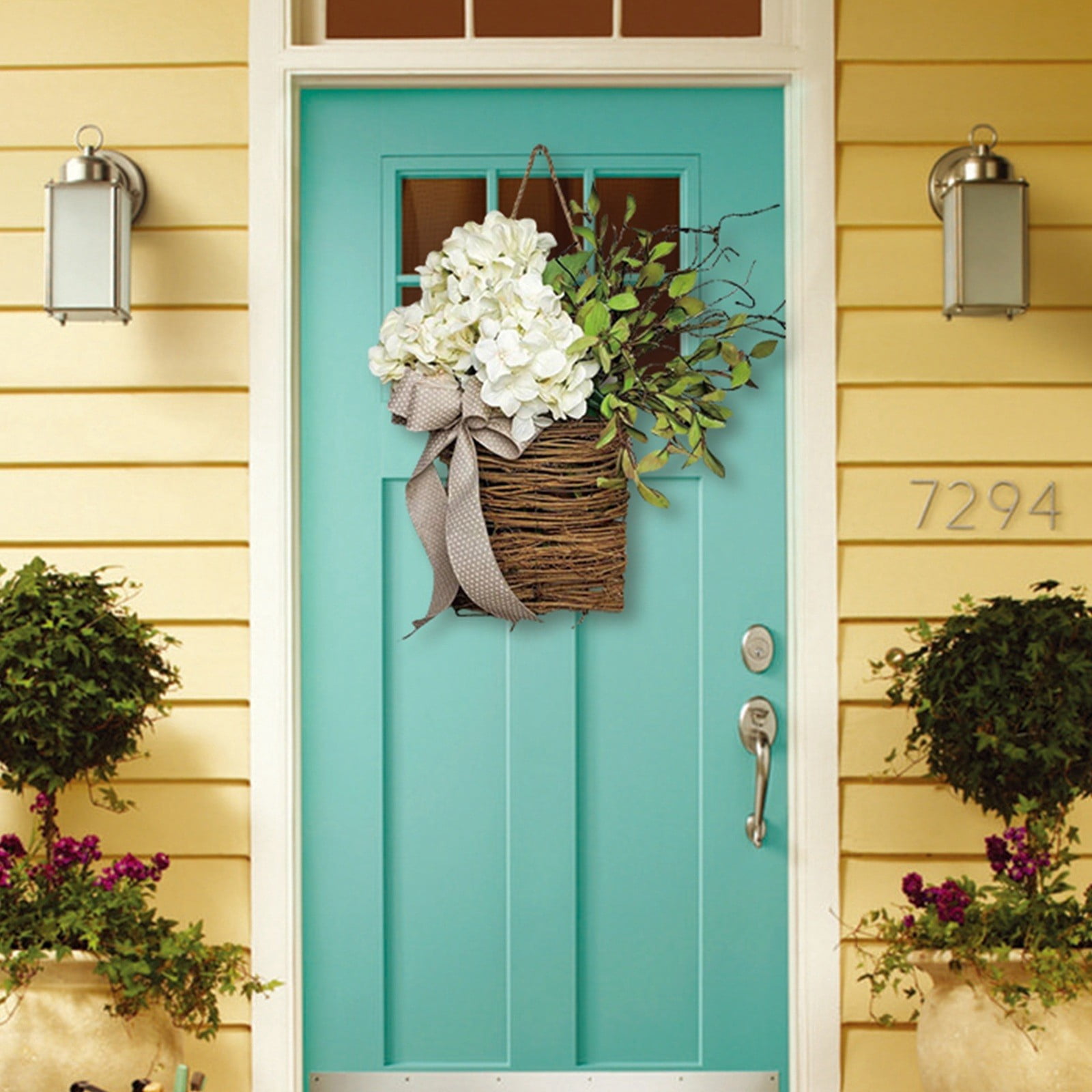 HOLIYO 1Pack Hydrangea Door Hanger Baskets Wreath New Spring Berry Wild ...