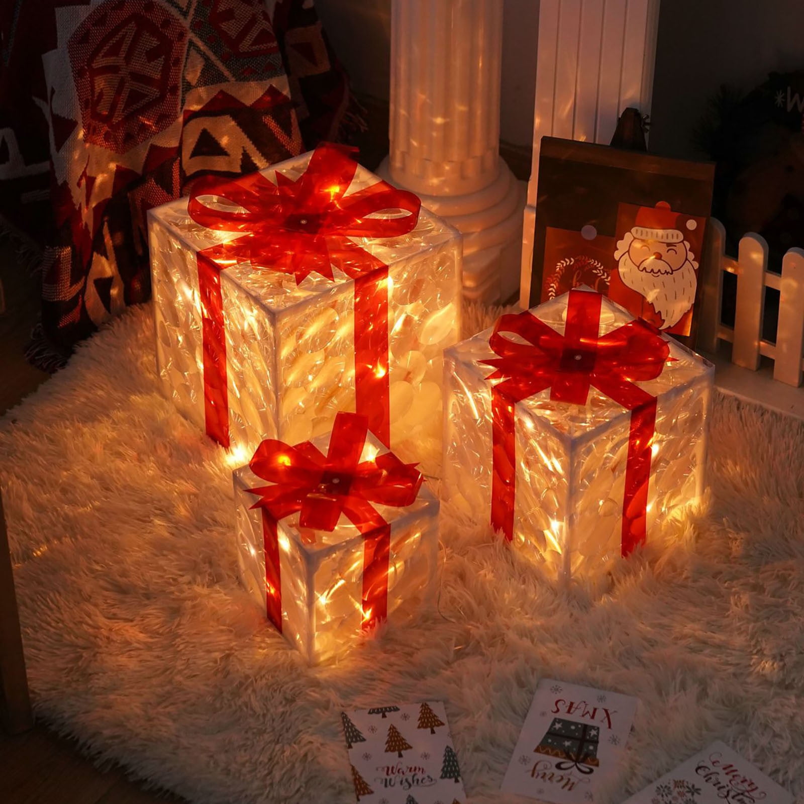 HOLIYO Classic Design Classic Set Of 3 100Led Christmas Lighted Gift ...