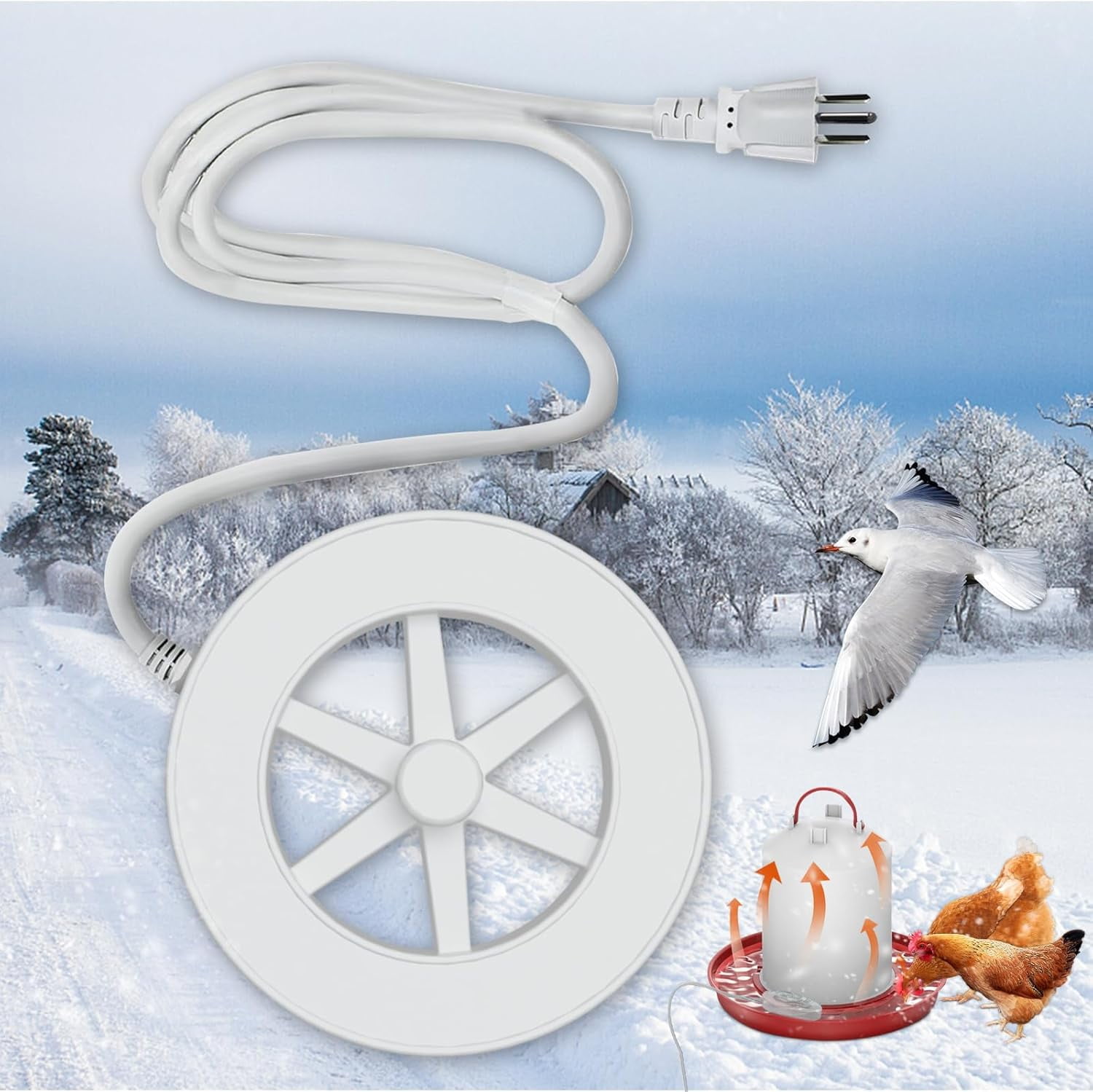 HOLIYO Elegant Chicken Waterer Heater,70W Thermostatic Control Chicken ...