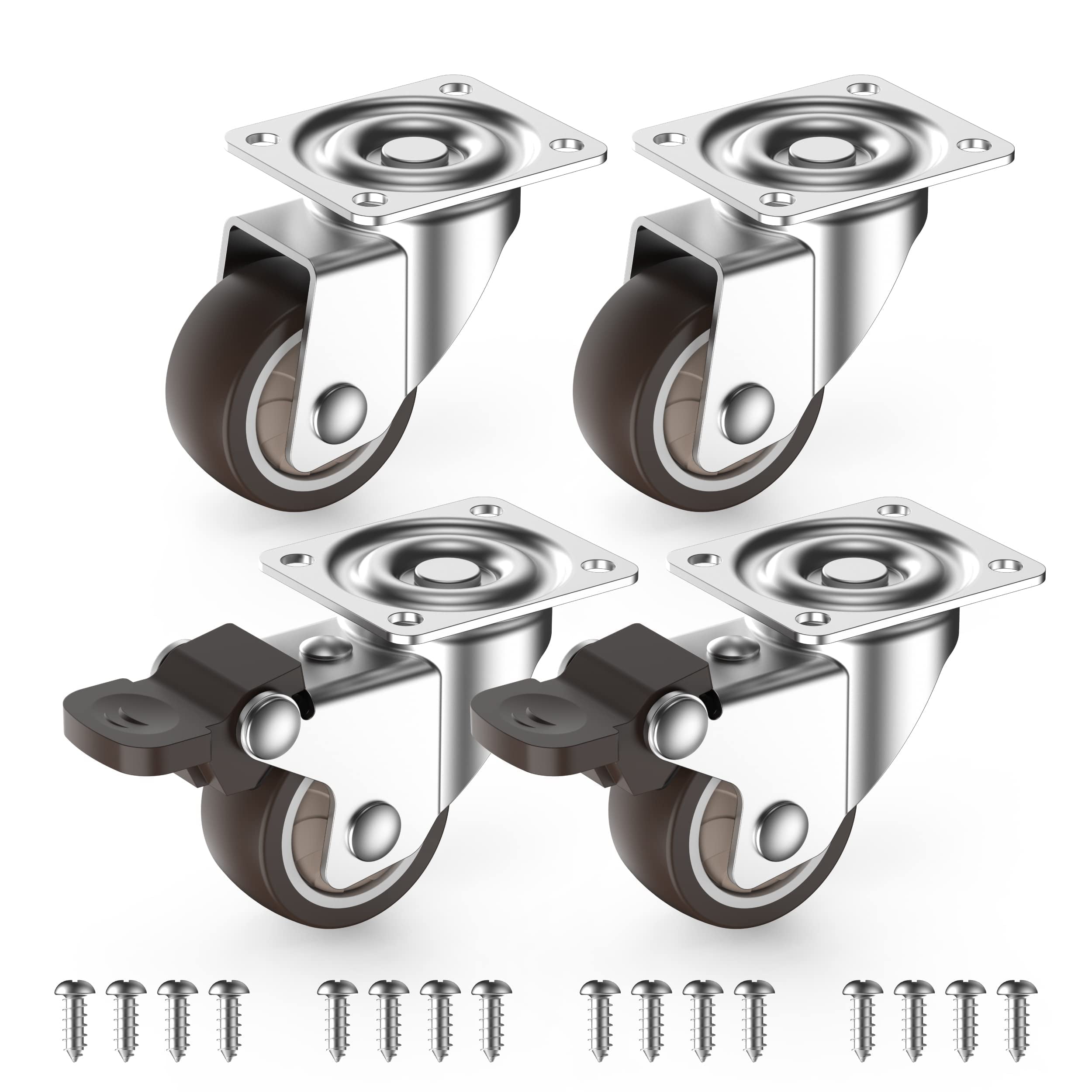 HOLKIE 1.5inch Heavy Duty Swivel Caster Wheels, 4 PCS, 200lbs Capacity ...