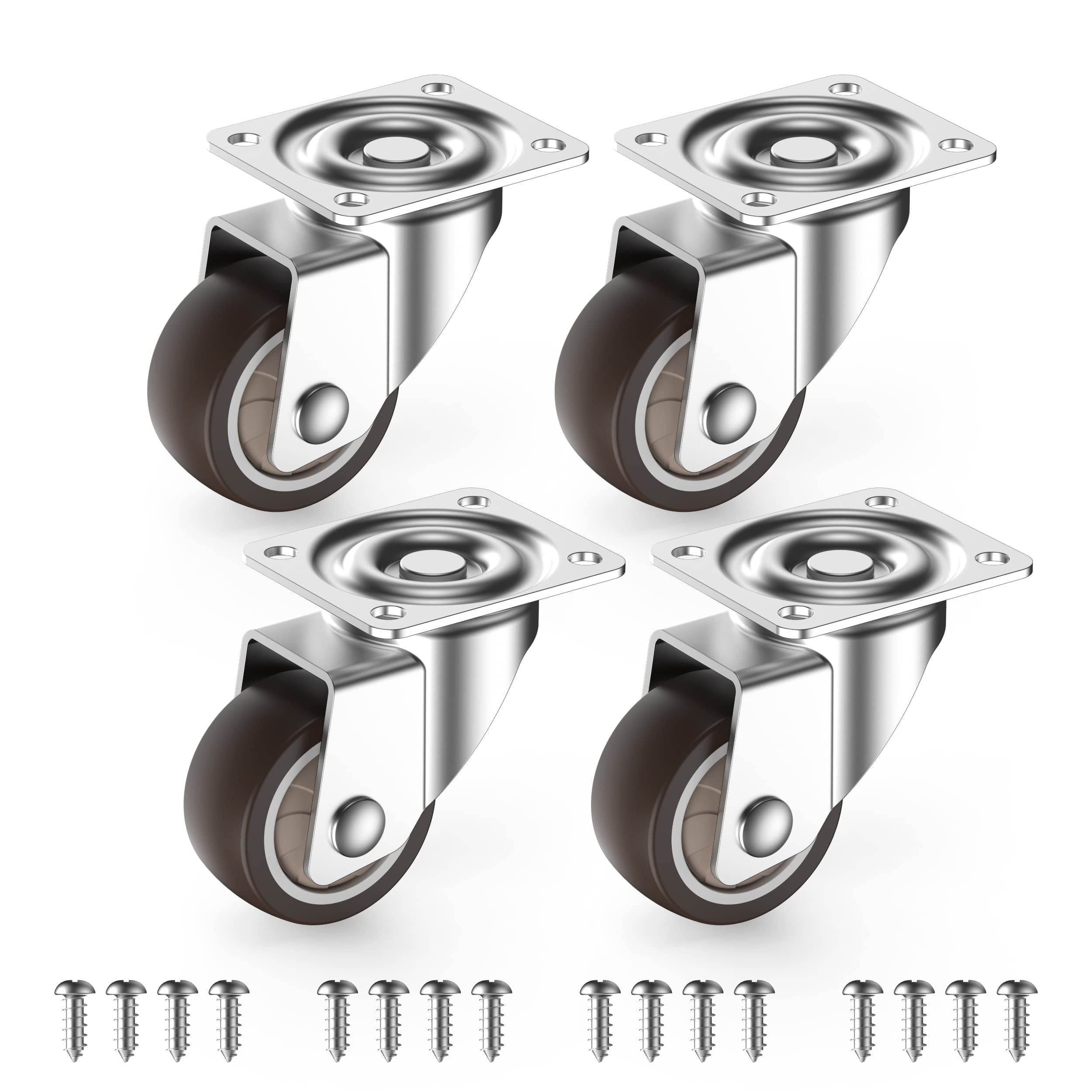HOLKIE 1.5inch Heavy Duty Swivel Caster Wheels,(4 pack)Small Swivel ...