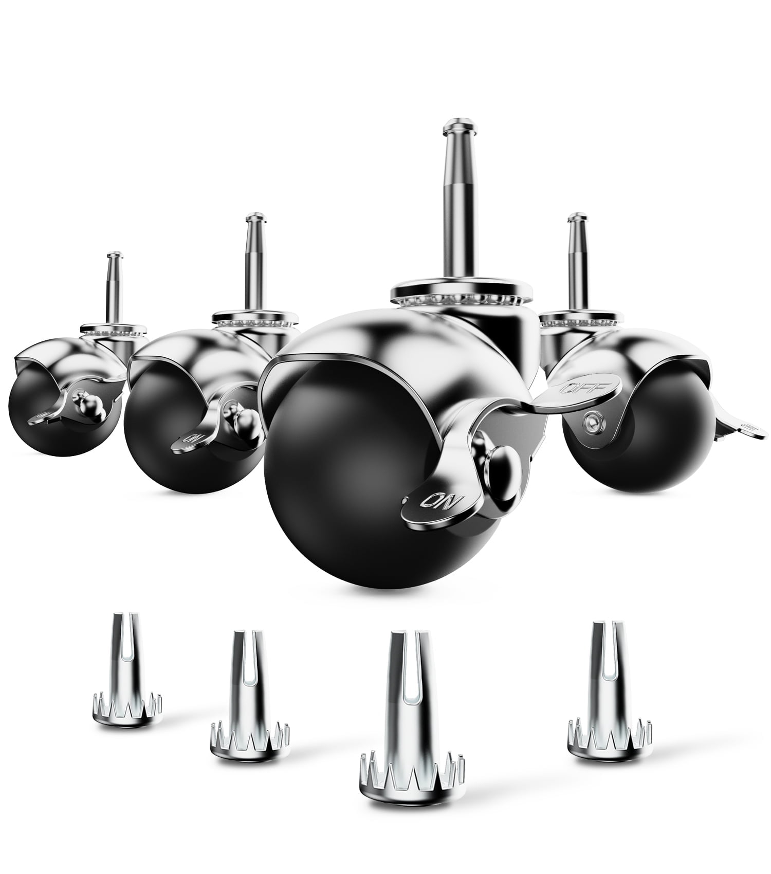 HOLKIE Ball Caster Wheels Set of 4,2 inch Locking Stem Casters for ...