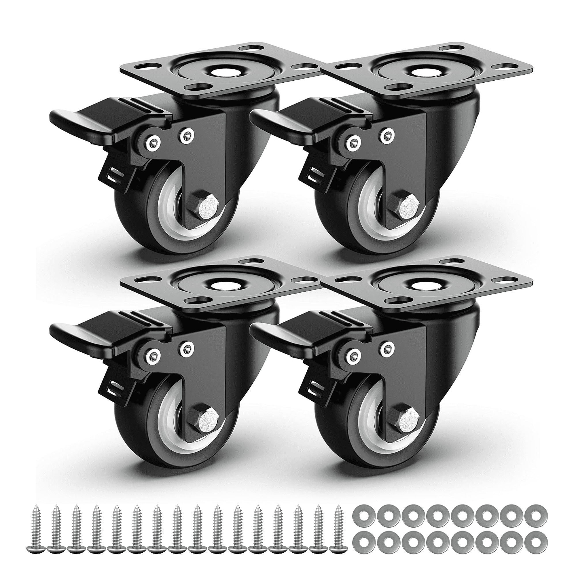 HOLKIE 2 inch Swivel Caster Wheels,(4 pack)Heavy Duty Plate Casters ...