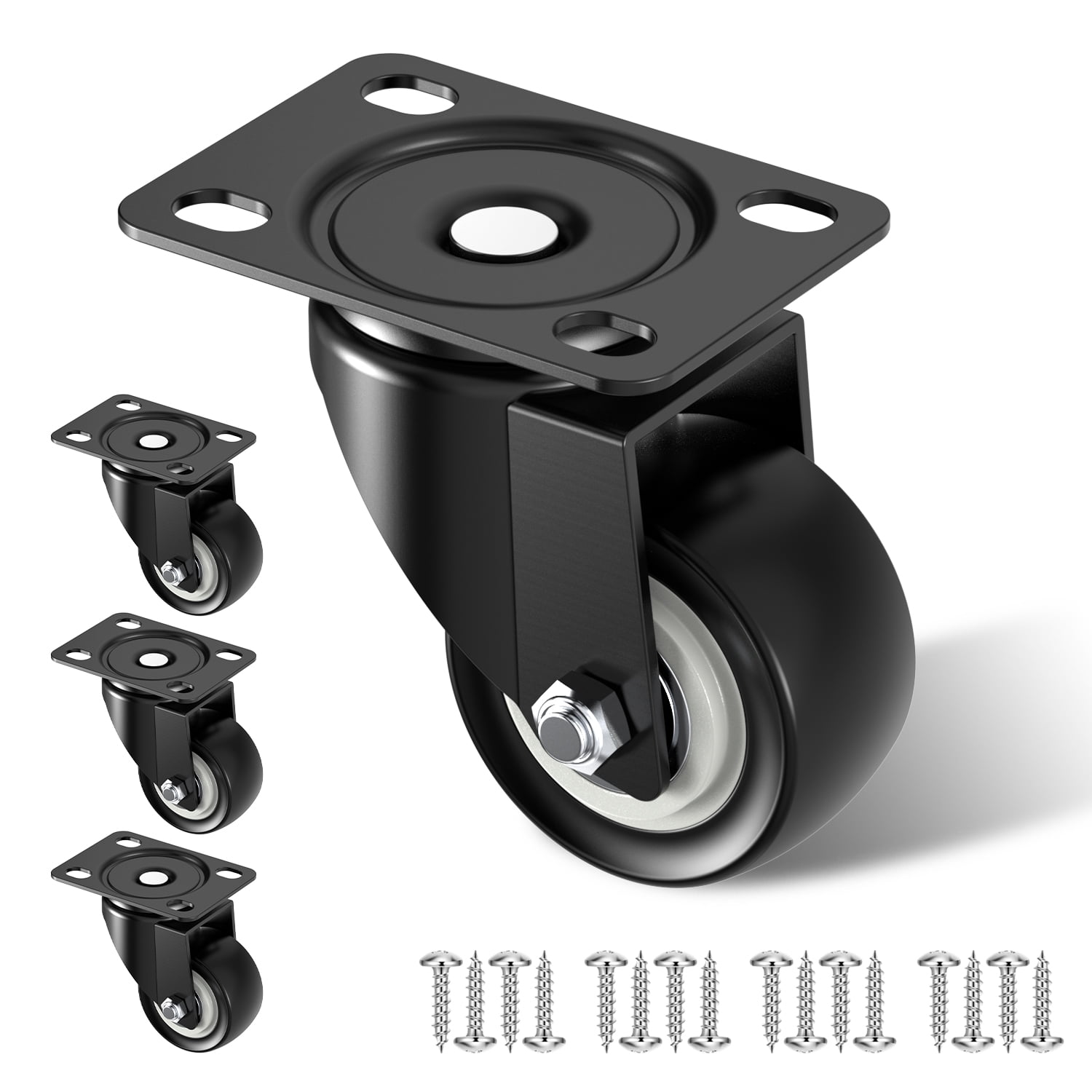 HOLKIE 2 inch Swivel Caster Wheels Set of 4 Heavy Duty PVC Load ...