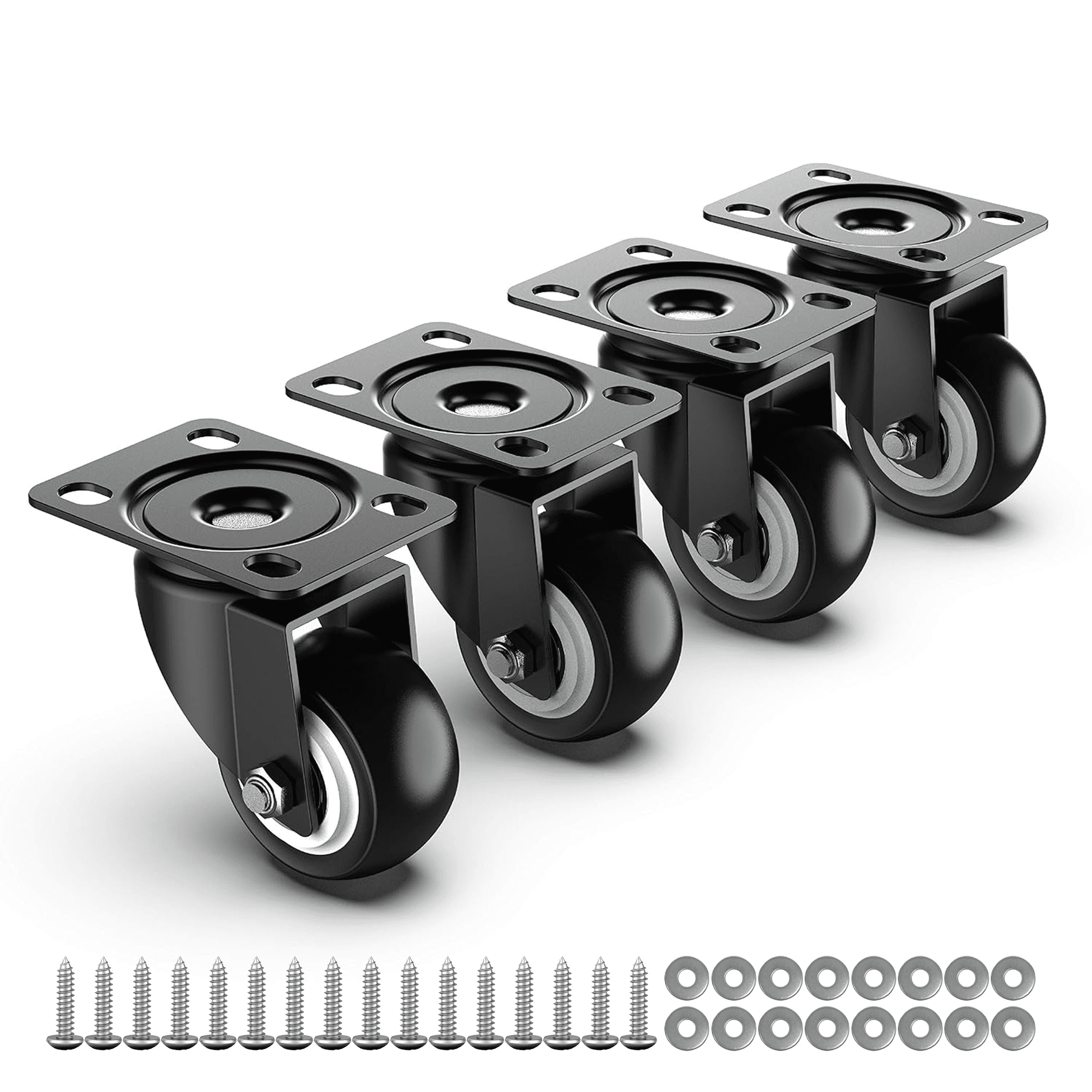 HOLKIE 2 inch Swivel Caster Wheels Without Brake and No Noise Wheels ...