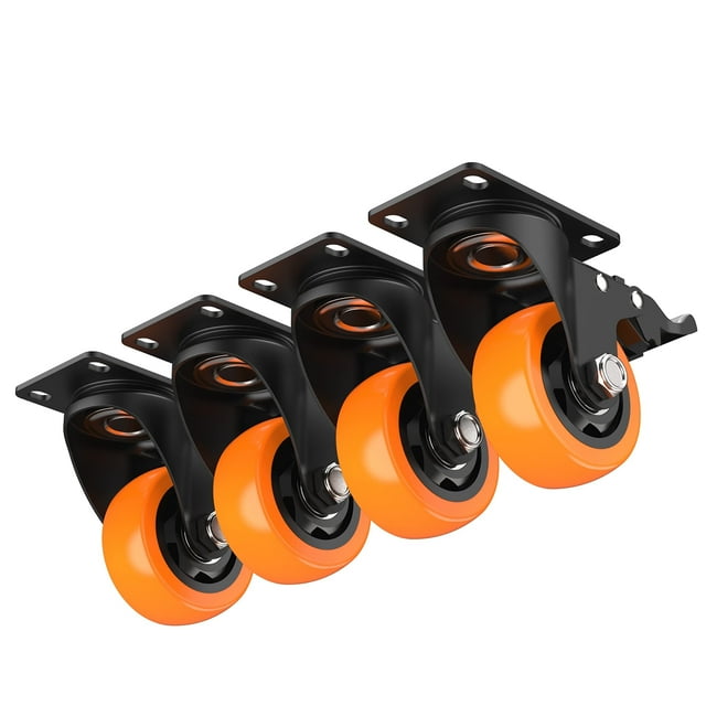 HOLKIE 3 inch Swivel Caster Wheels with Safety Total Lock,(4 pack)360 ...