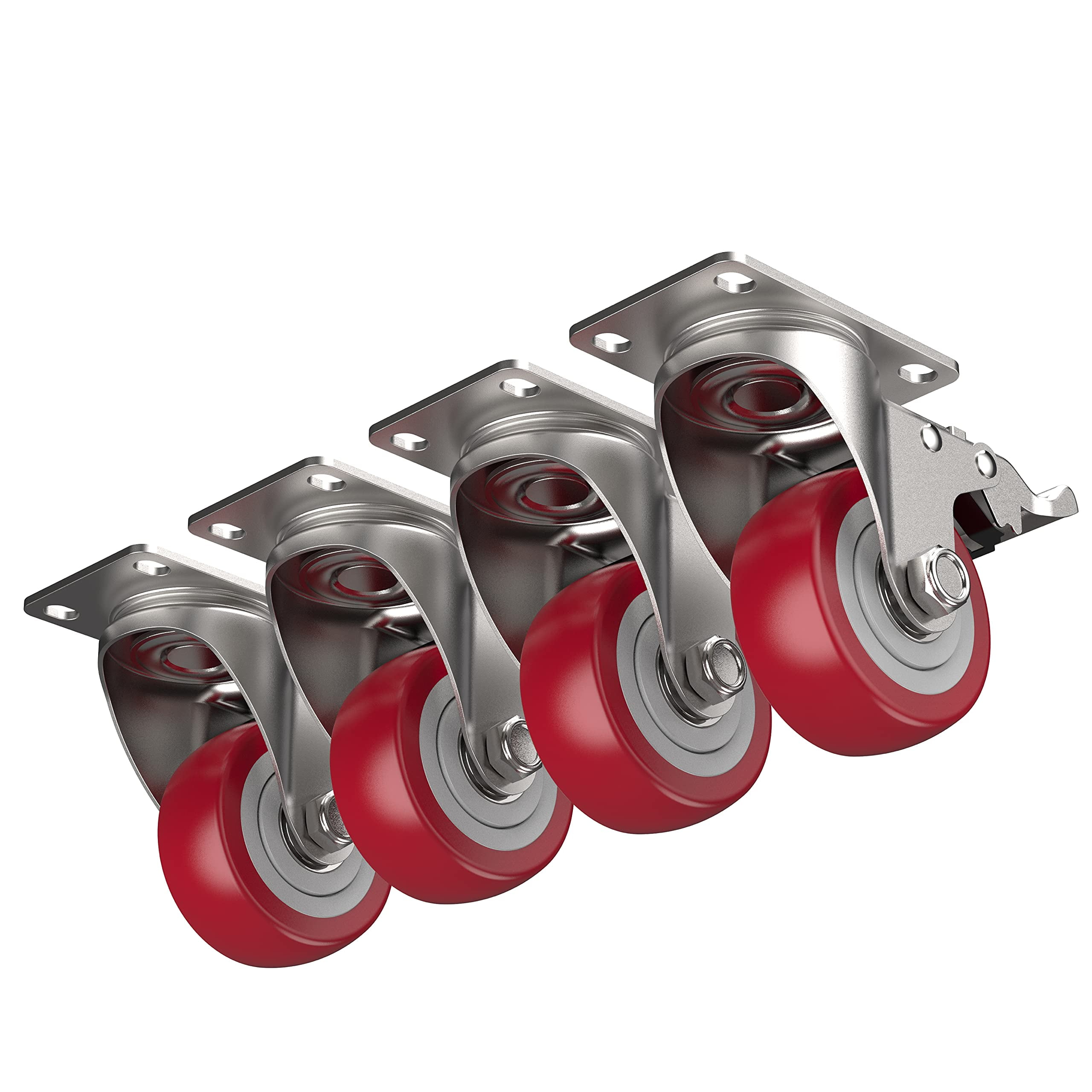 HOLKIE 3 inch Swivel Caster Wheels with Safety Lock, Heavy Duty, 4 Pack ...