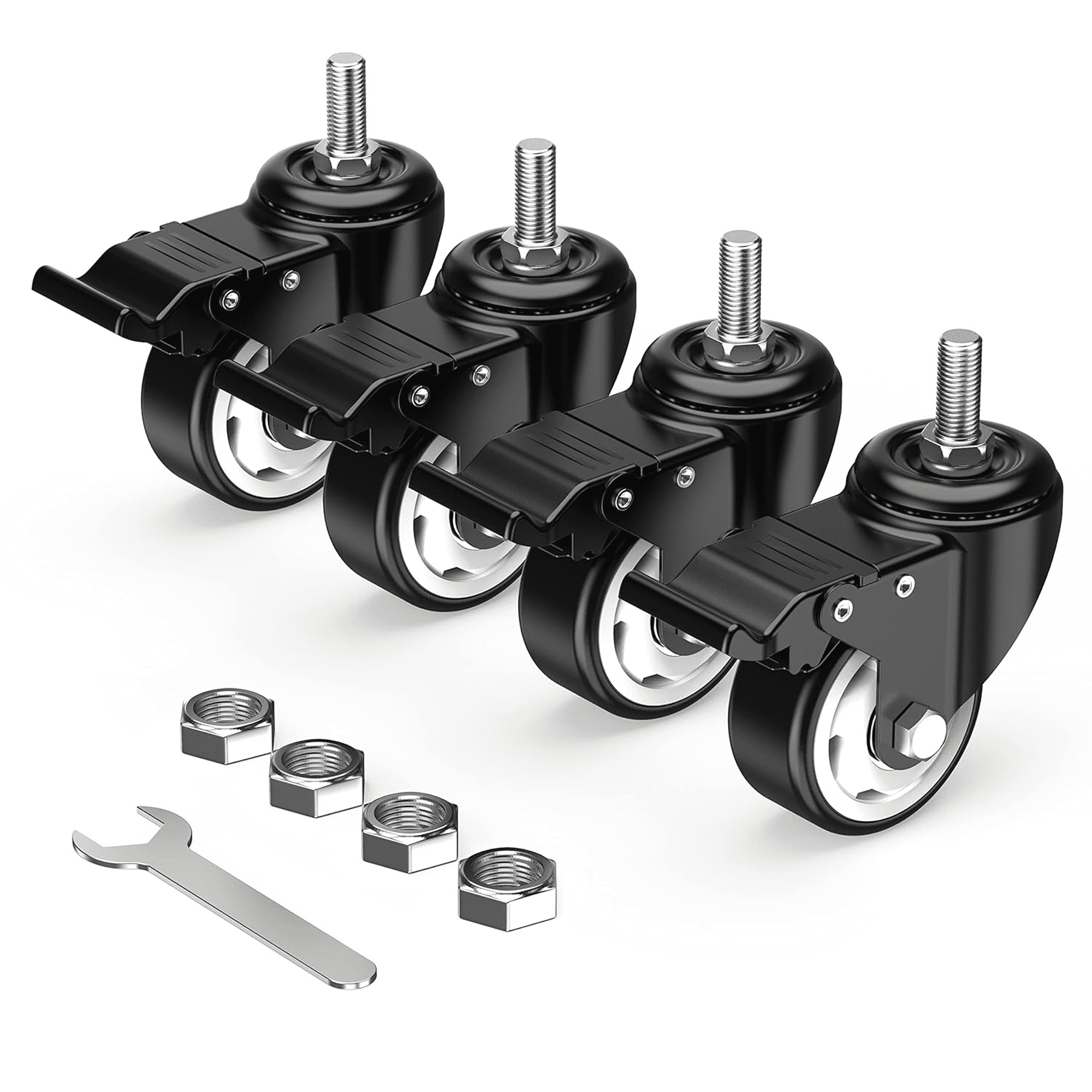 HOLKIE 3 inch Total Locking Stem Caster Wheels, 3/8" -16 x 1" Threaded ...