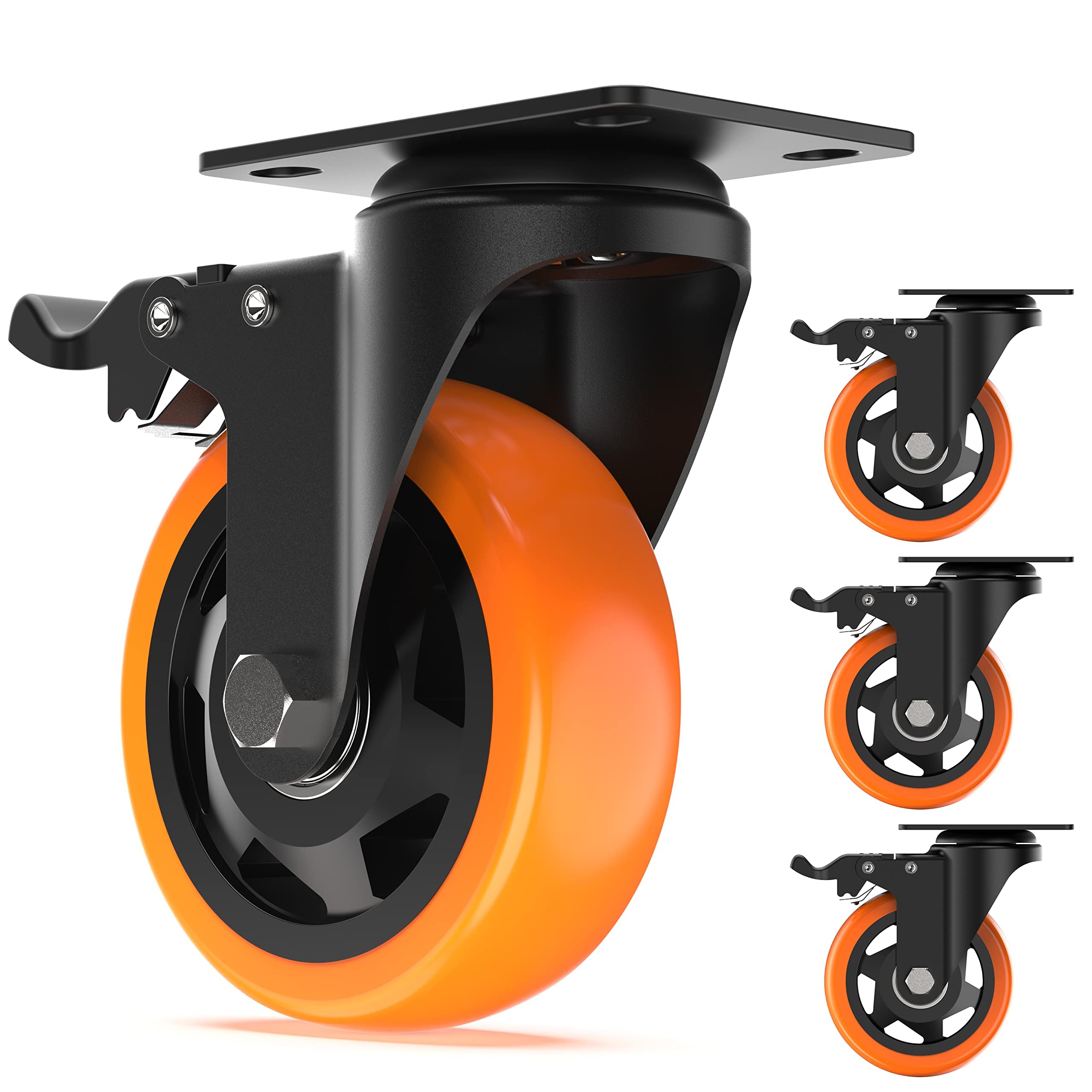 GBL 2" Heavy Duty Caster Wheels Without Brakes + Screws - up to 440Lbs ...