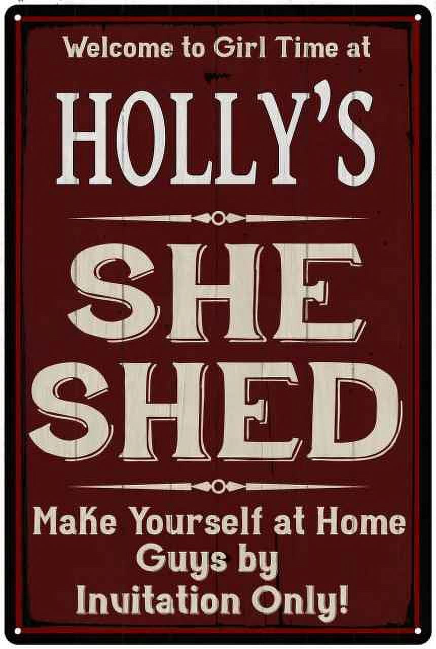 HOLLY'S She Shed Red Sign Lady Cave Sign 16 x 24 Matte Finish Metal ...