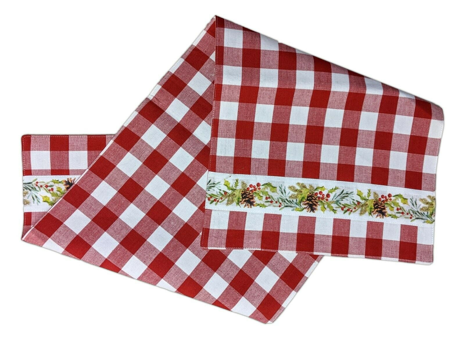 HOLLY VINE Red Check Table Runner, 13" x 54", by The Country House ...