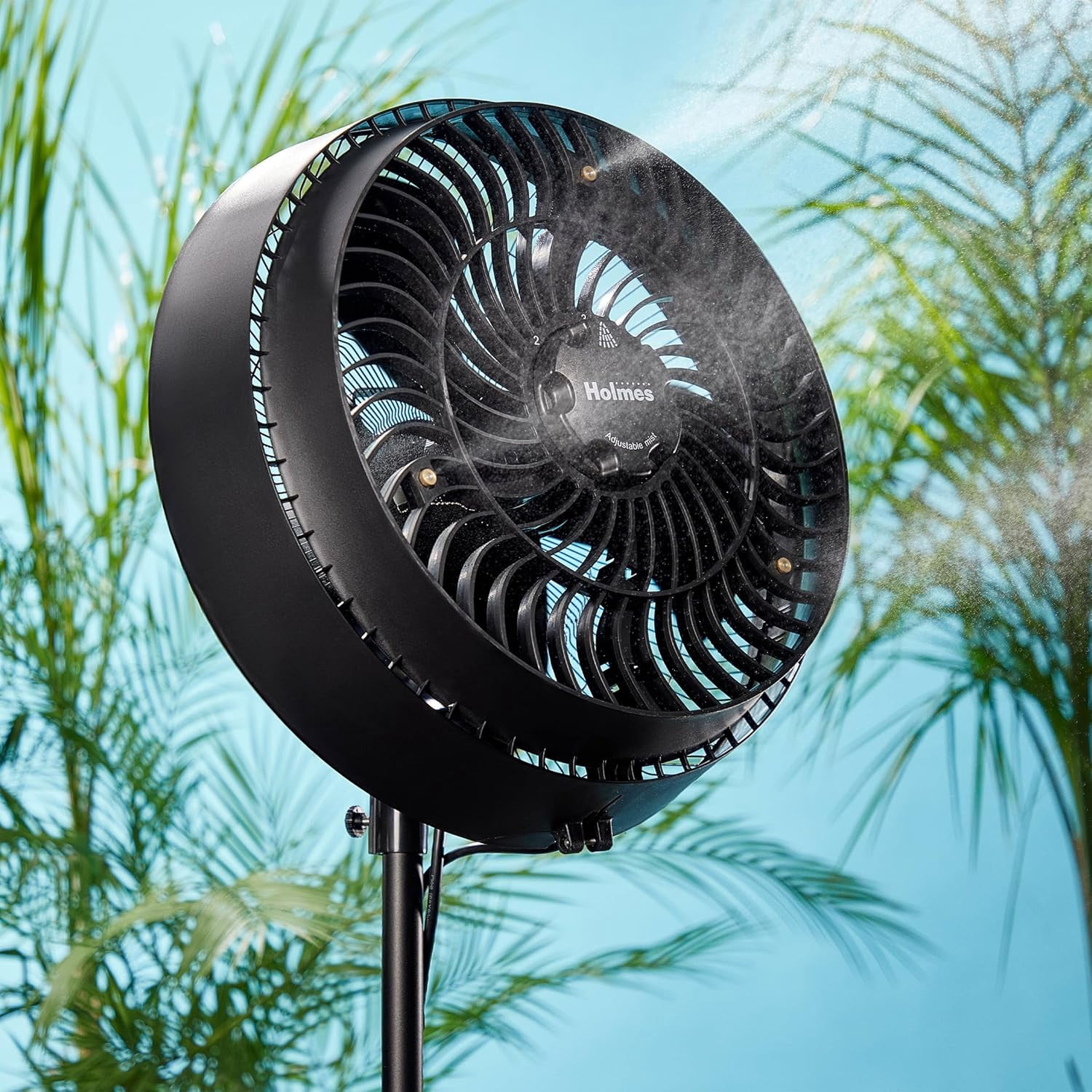 HOLMES 16" Outdoor Misting Stand Fan, Hose Connection, 3 Speeds, 3 ...
