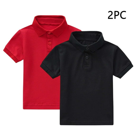 HOMADLES 2-Pack Boys School Uniform Short Sleeve Shirt Summer Lapel ...