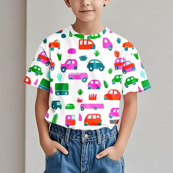 HOMADLES Boys Graphic Tee, Crew Neck Loose Fit Short Sleeve Shirt ...