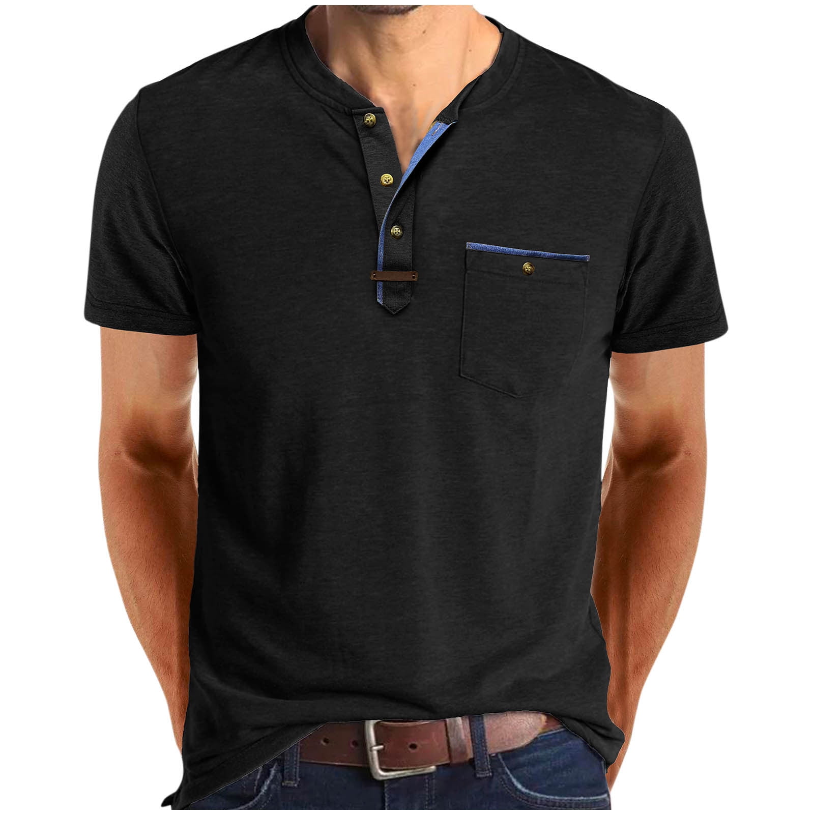 HOMADLES Casual T-Shirts for Men, Soft Button MenT-Shirts with Pocket ...
