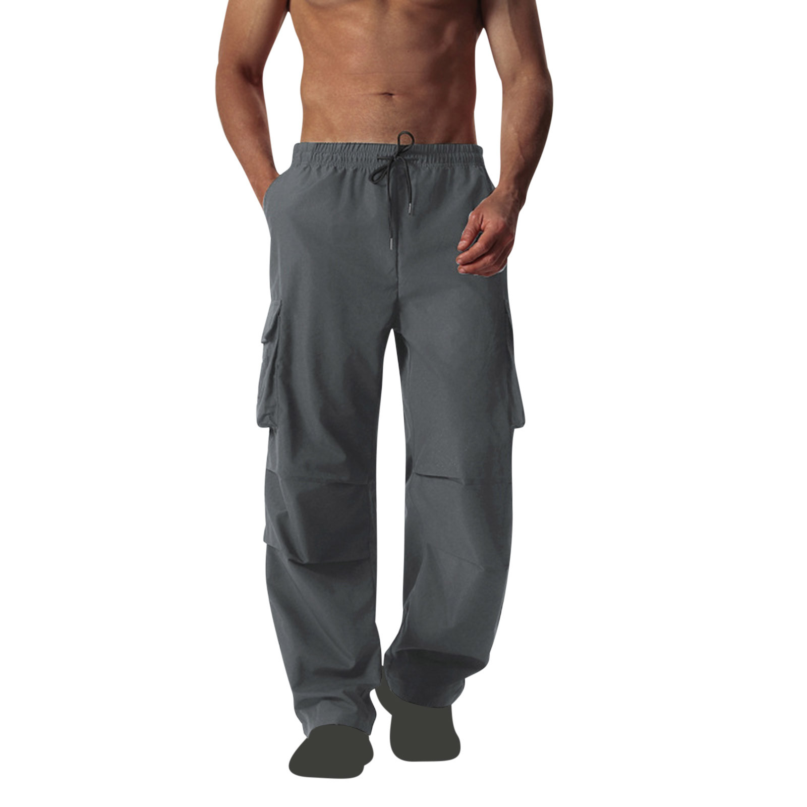 HOMADLES Mens Cargo Pants Straight Elastic Waist Breathable Soft ...
