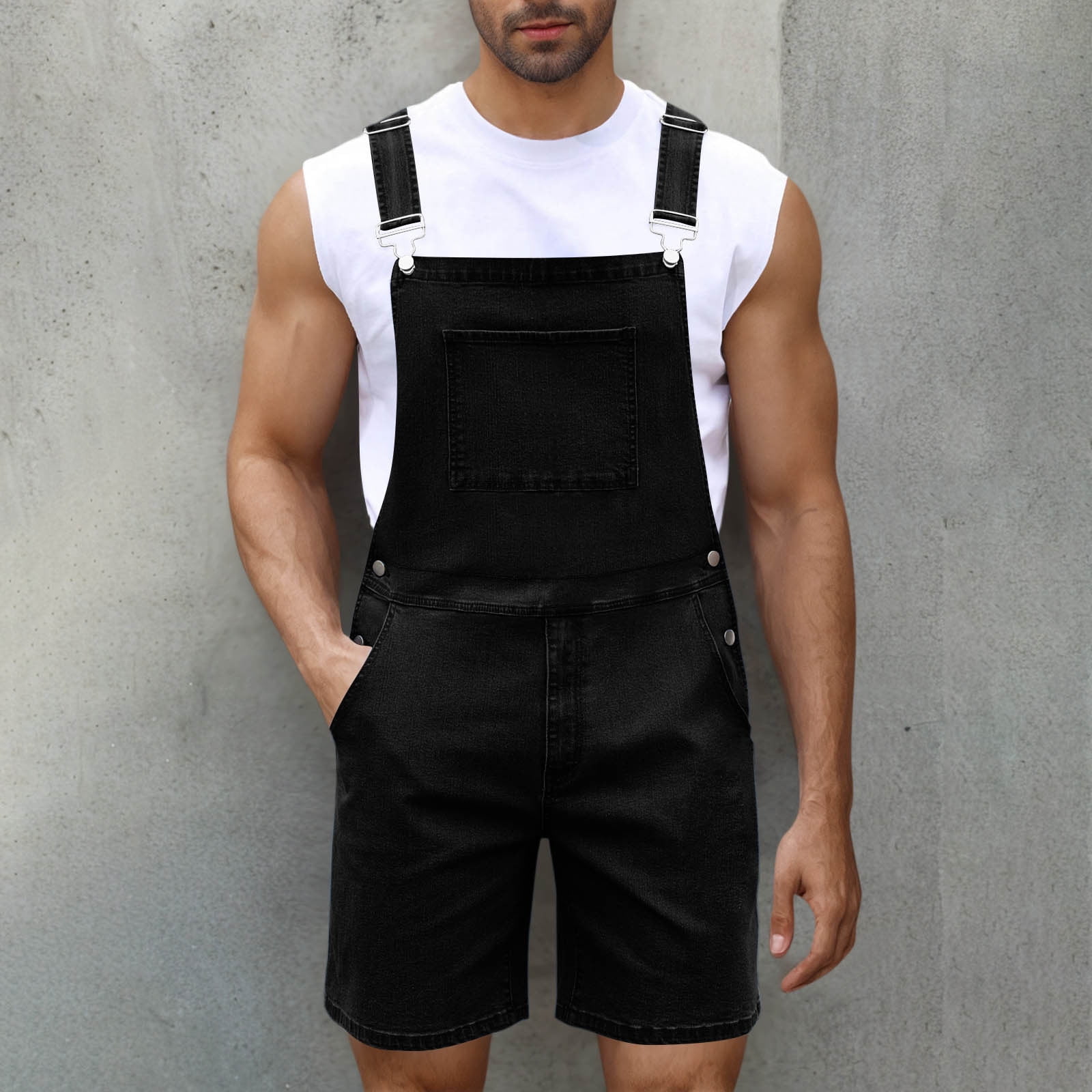 HOMADLES Mens Denim Shorts Bib Overall,Men's Regular Overall Workwear ...