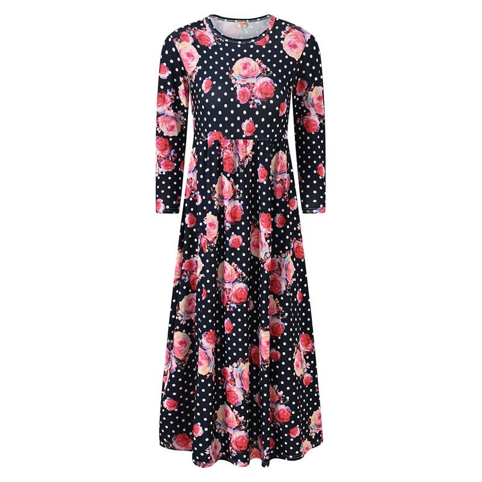 HOMADLES Girls Long Sleeve Fall Dresses Crewneck Stretch Soft Children ...