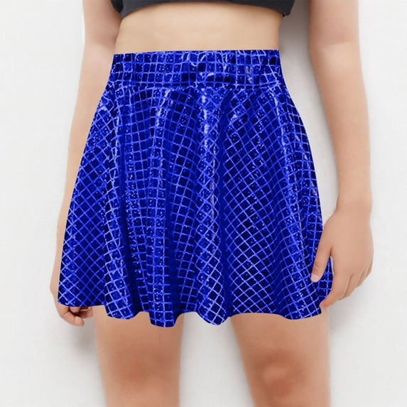 HOMADLES Girls Pleated Skirt Mesh Sequin Pleated Skirt Solid A-line ...