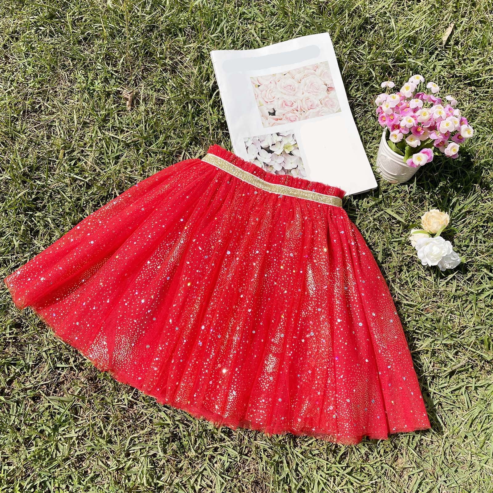 HOMADLES Girls Princess Skirts High Waist A Line Pleated Mesh Skirt ...