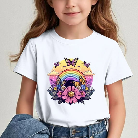 HOMADLES Girls School Uniform Short Sleeve, Crewneck Summer Fashion ...